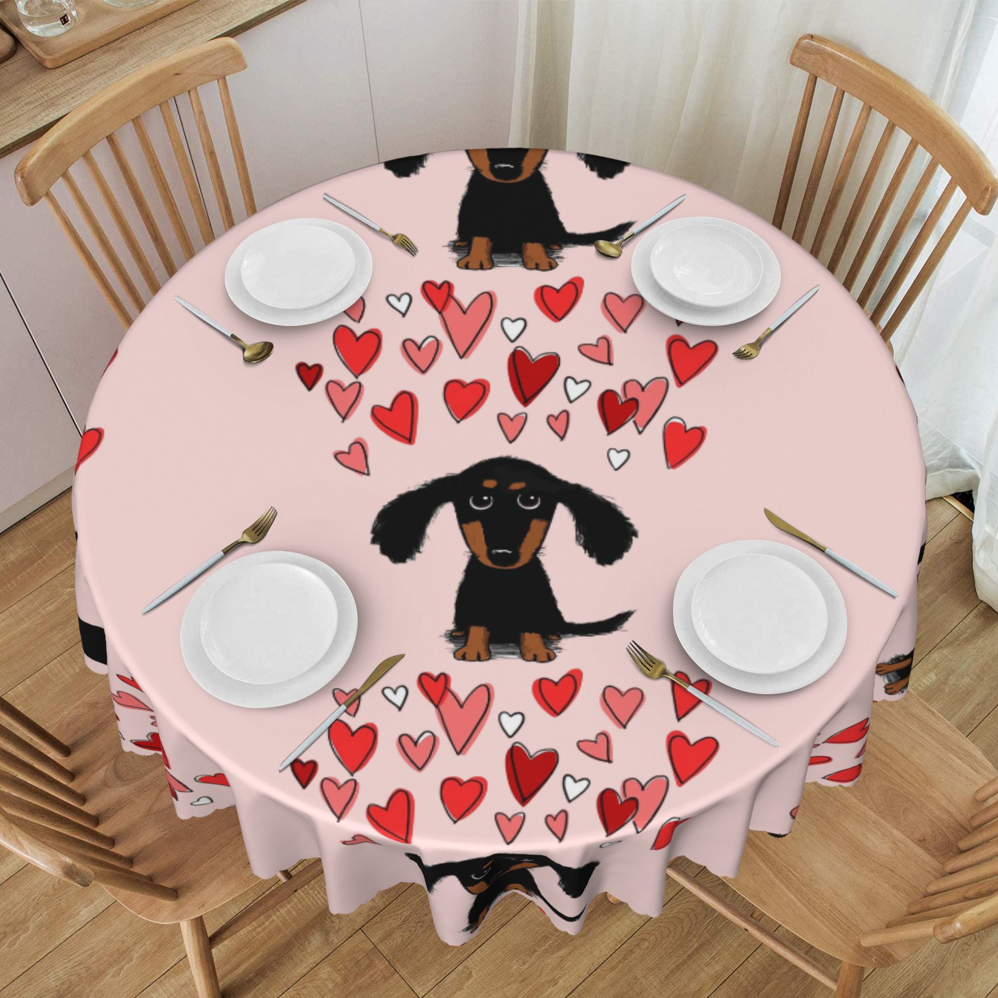 Tablecloth Cute Dachshund Dog Table Cloth For Circular Tables ...