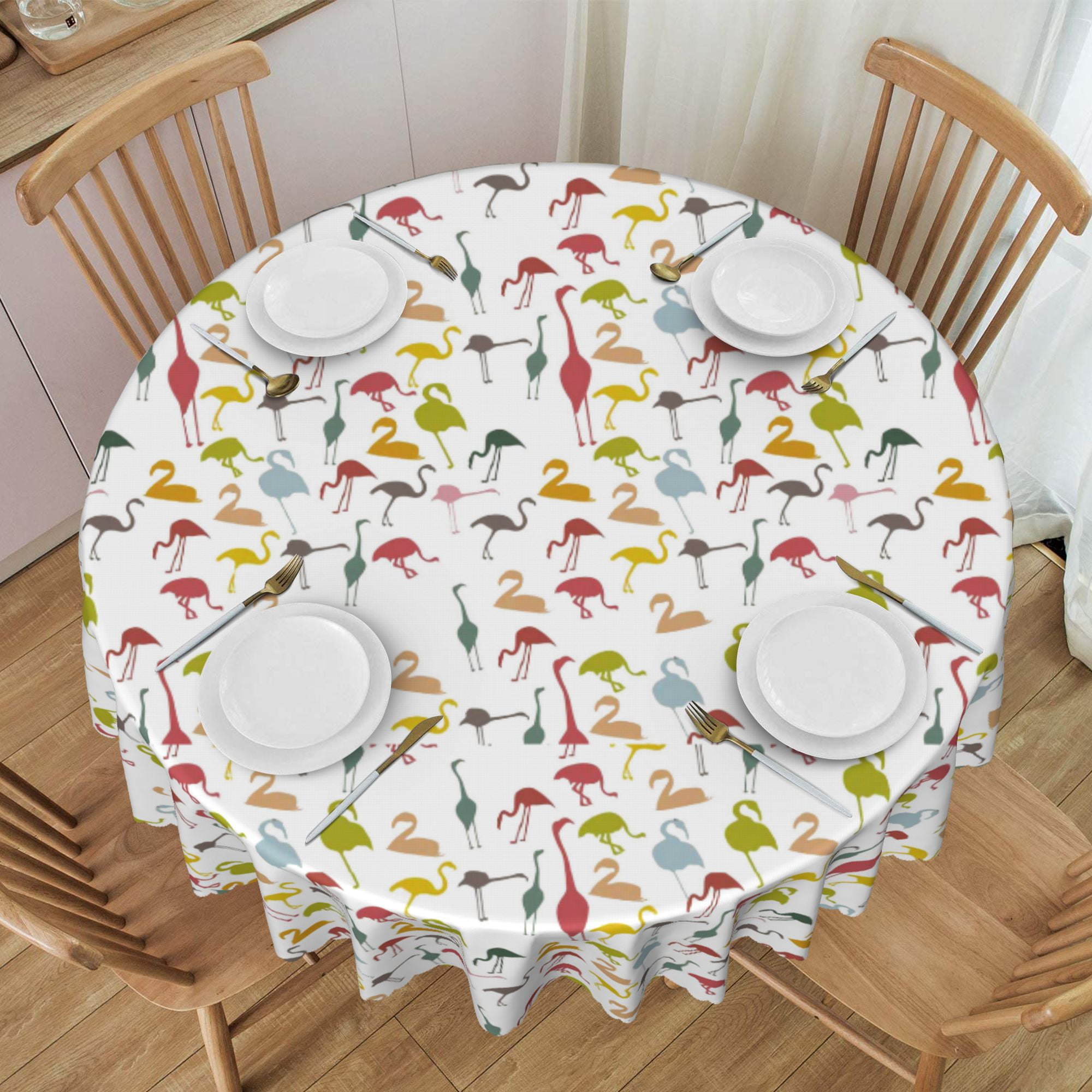 Tablecloth Cute Flamingo Seamless Illustration Table Cloth For Circular ...