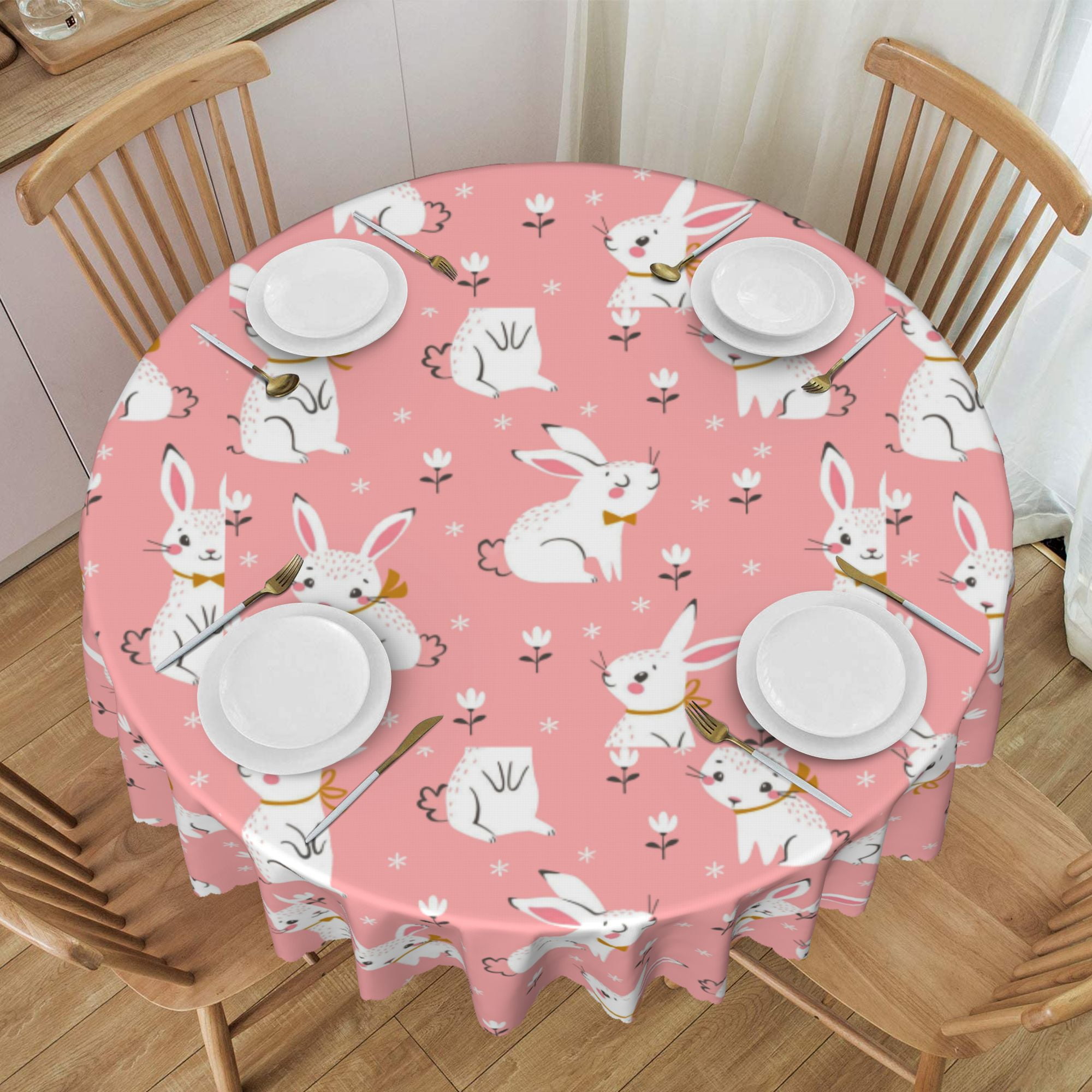Tablecloth Cute Kawaii Rabbit Bunny Table Cloth For Circular Tables ...