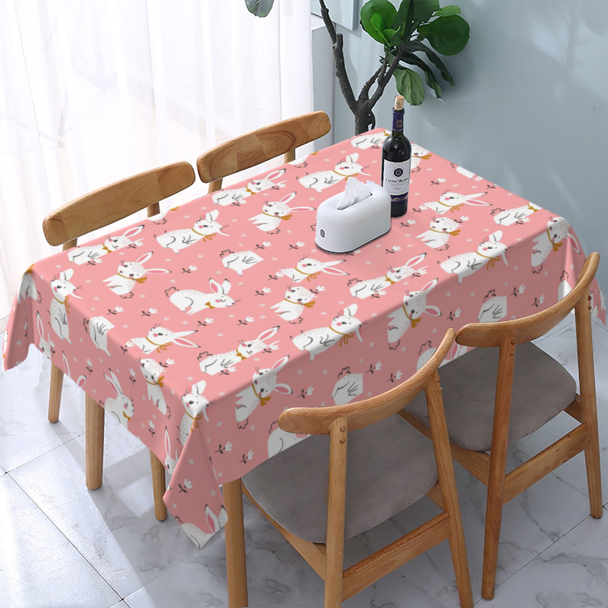 Tablecloth Cute Kawaii Rabbit Bunny Table Cloth For Rectangle Tables ...