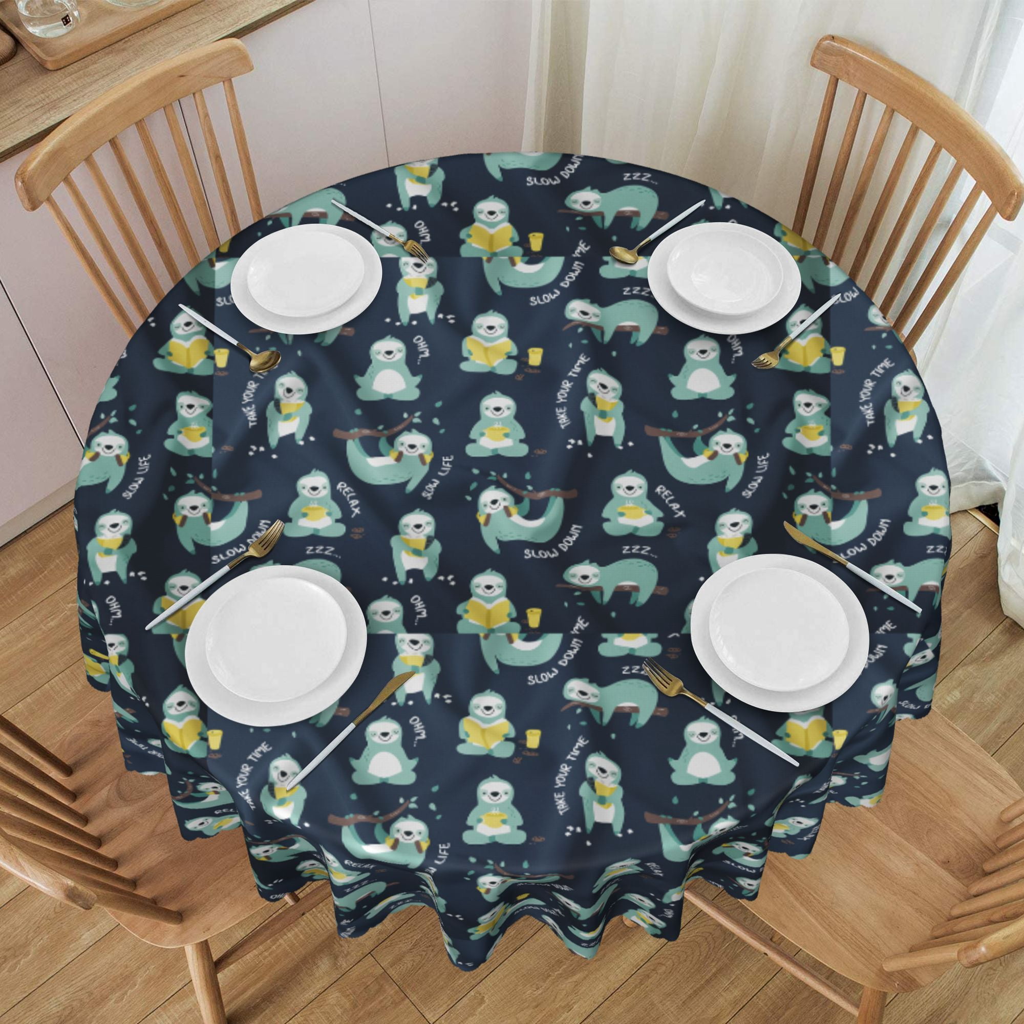 Tablecloth Cute Lazy Table Cloth For Circular Tables Waterproof ...