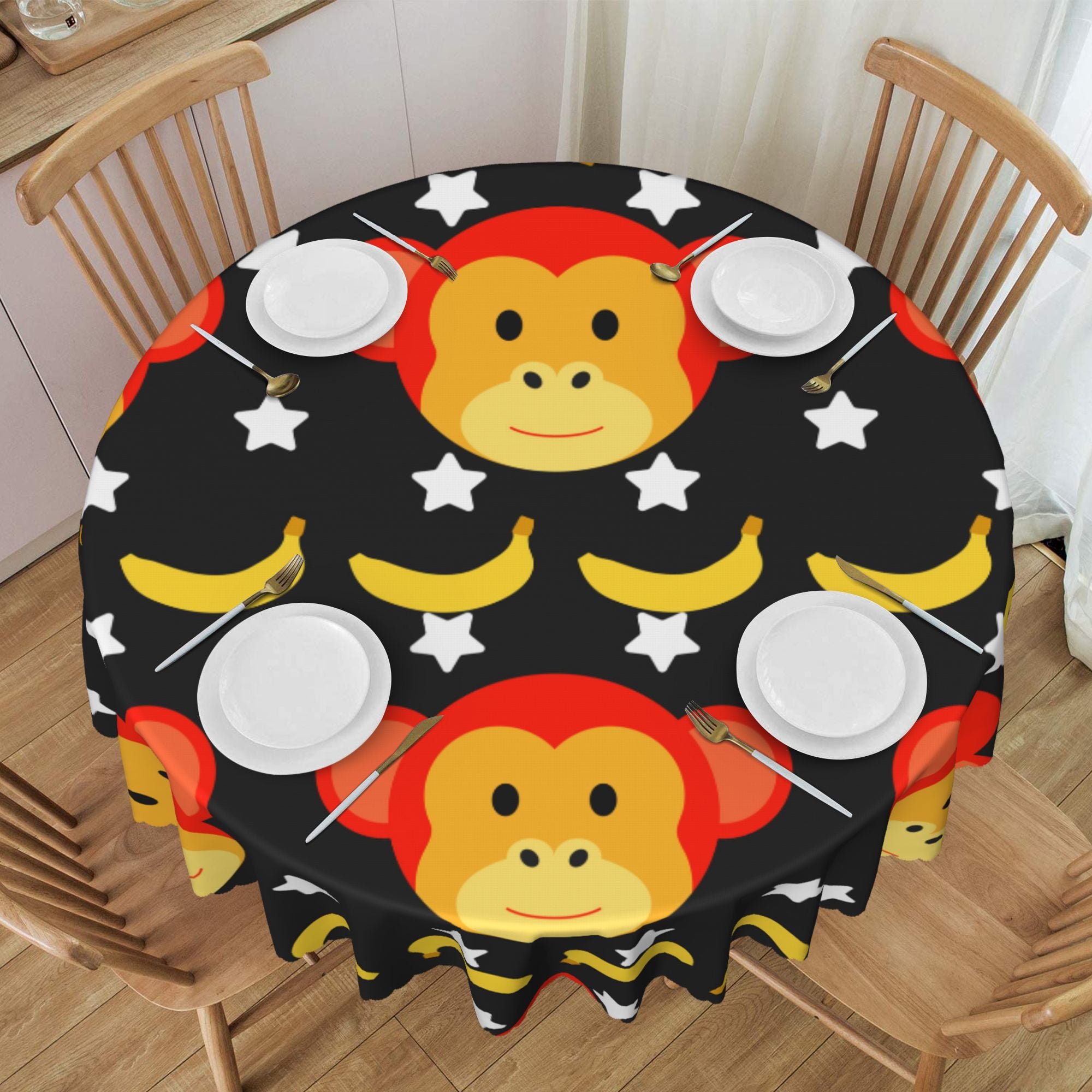 Tablecloth Cute Monkey Table Cloth For Circular Tables Waterproof ...