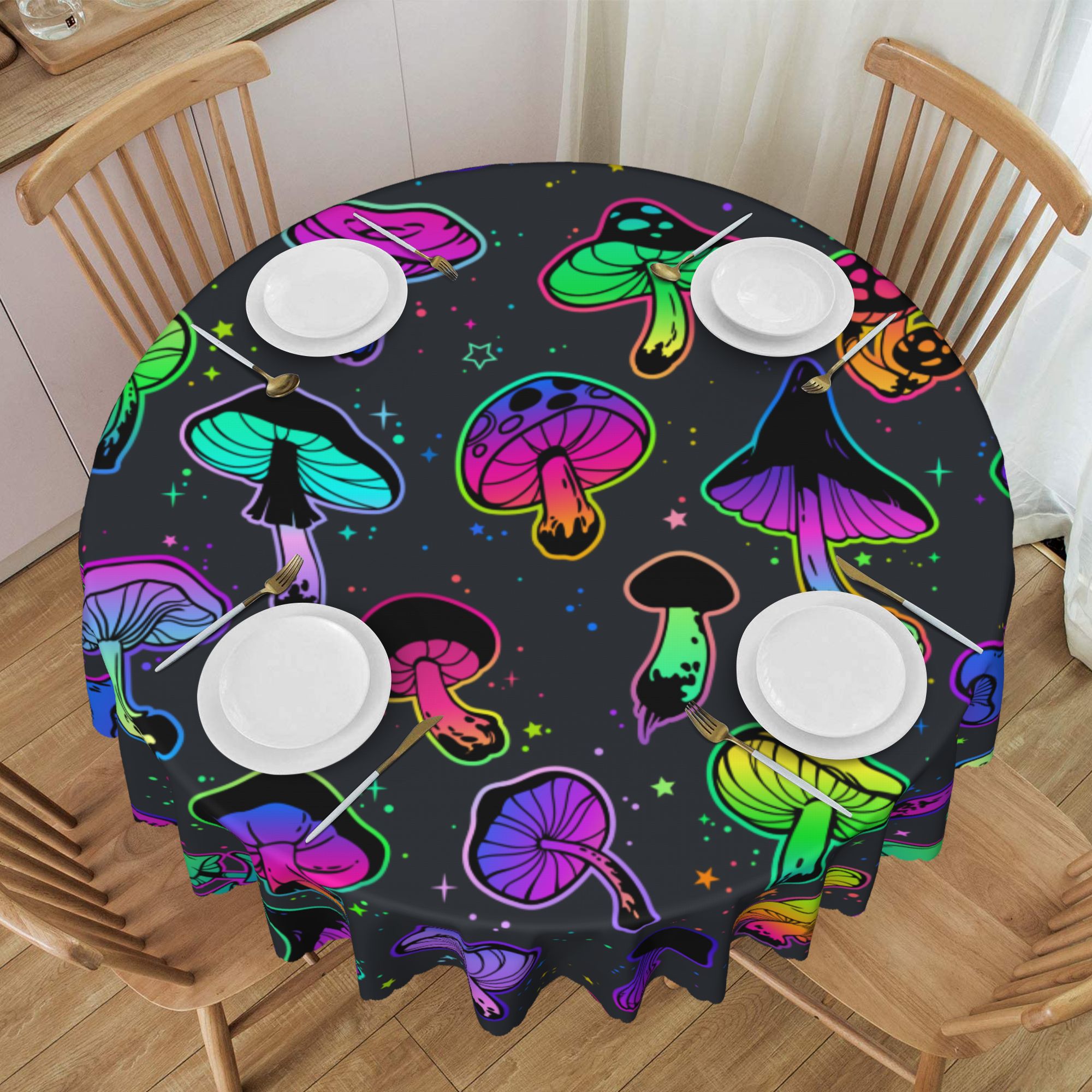 Tablecloth Cute-Mushroom Table Cloth For Circular Tables Waterproof ...