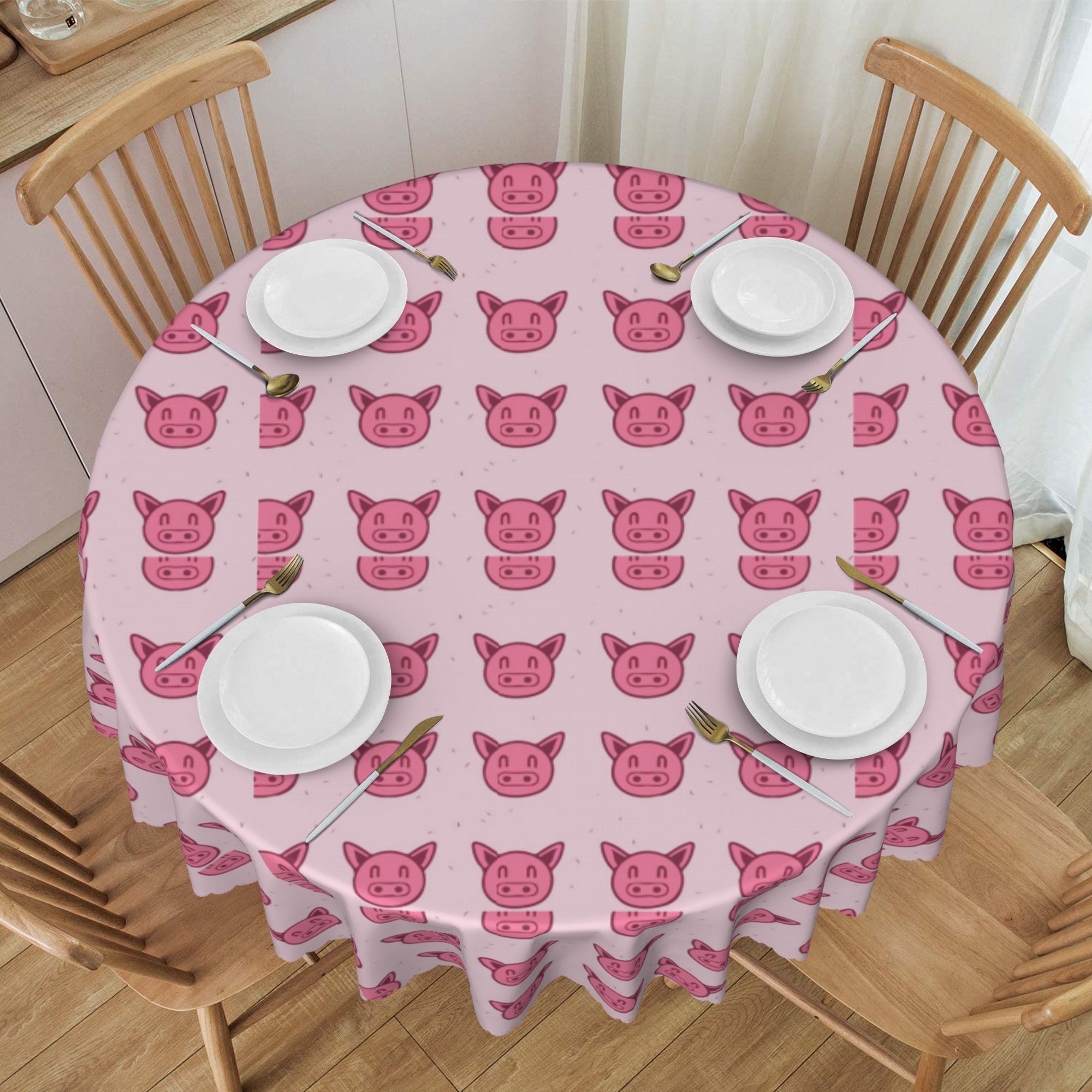 Tablecloth Cute Pig Face Table Cloth For Circular Tables Waterproof ...