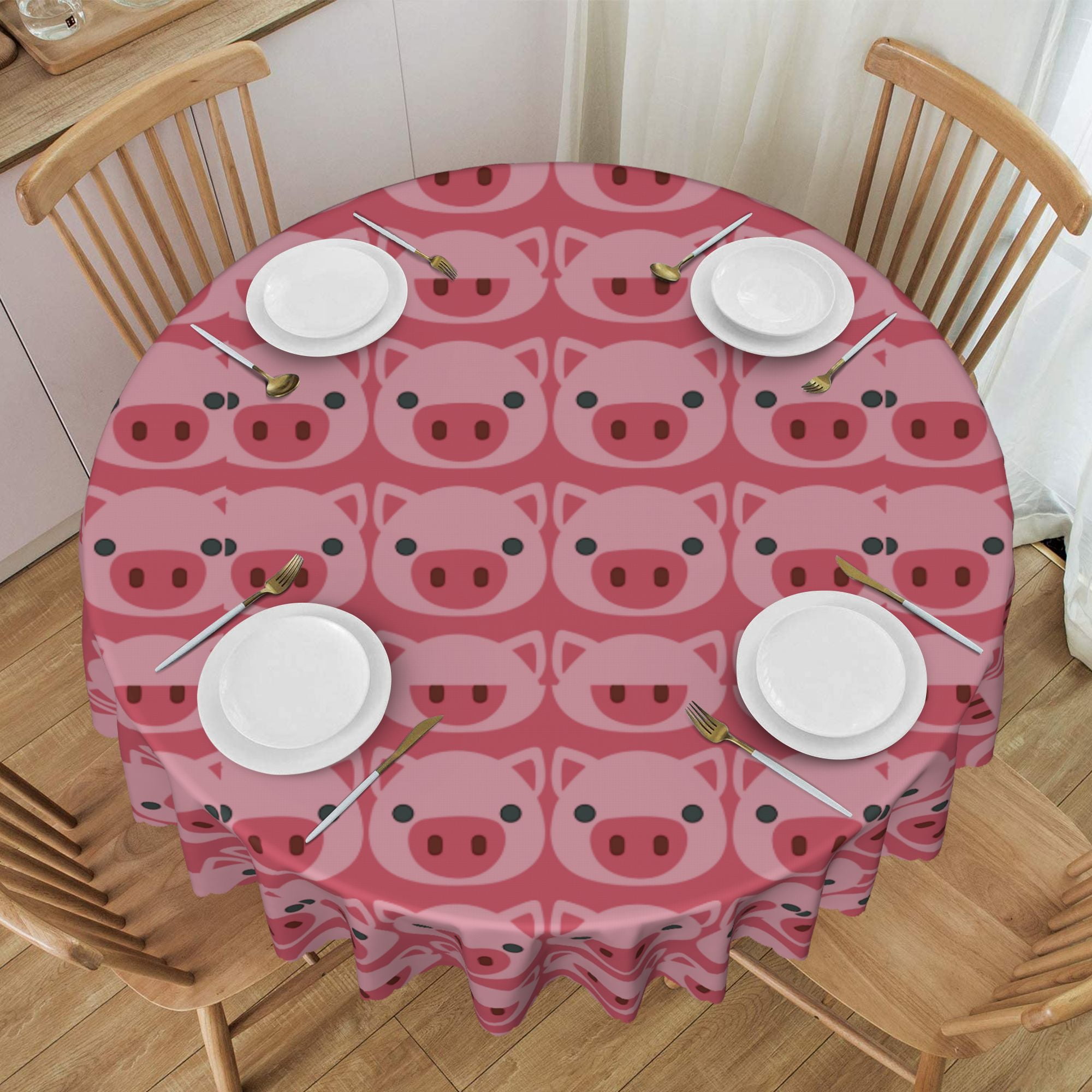 Tablecloth Cute Piggy Face Table Cloth For Circular Tables Waterproof ...