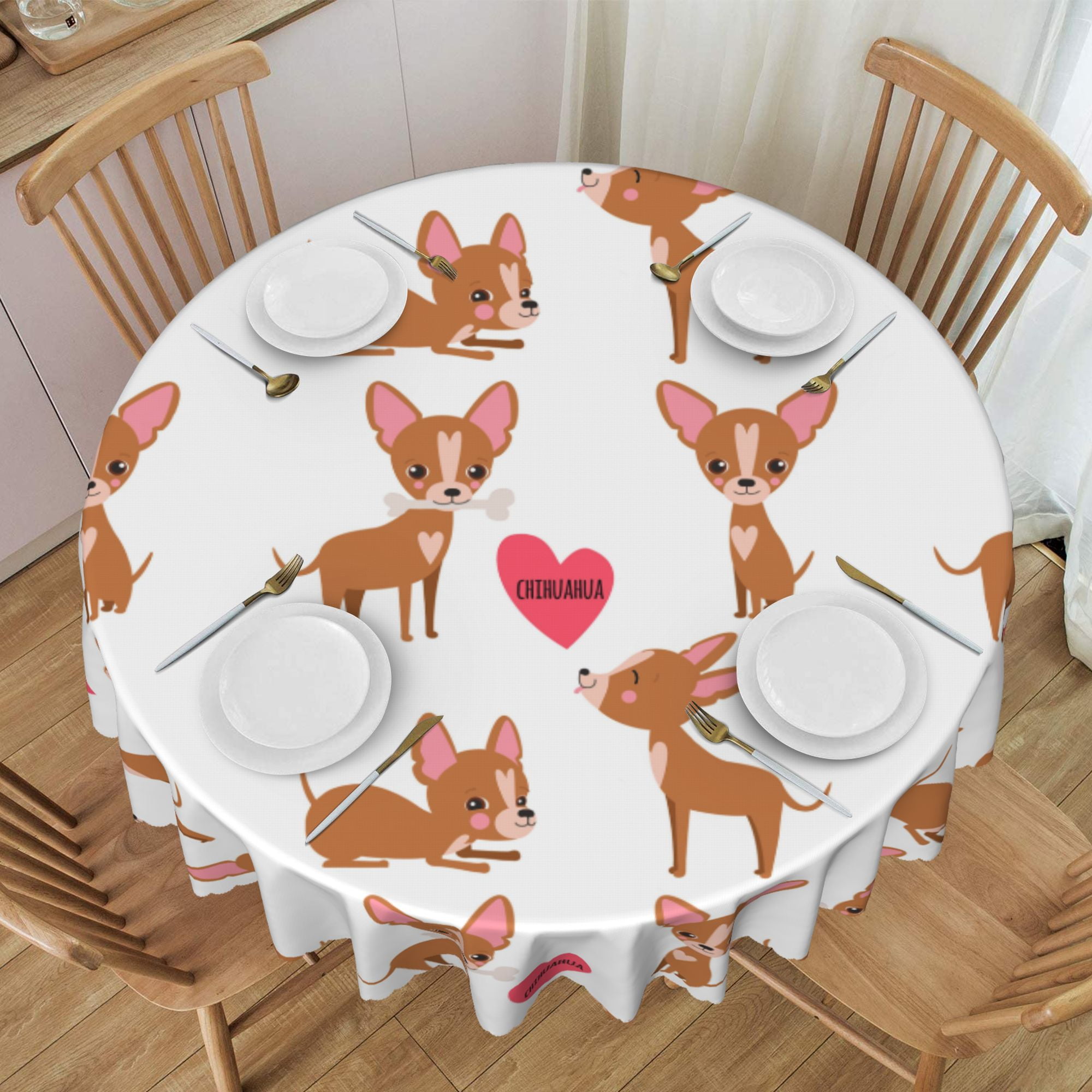 Tablecloth Cute Puppy Dog Chihuahua Table Cloth For Circular Tables ...