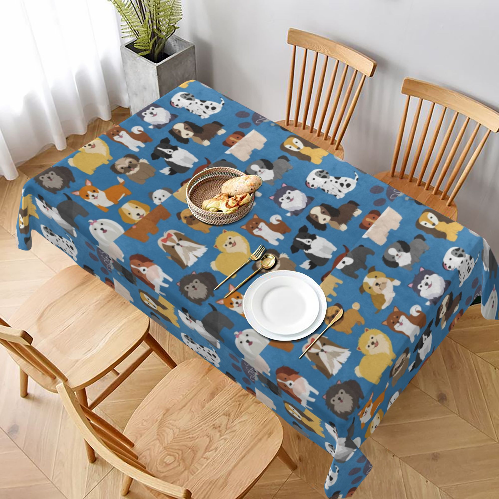 Tablecloth Cute Puppy Pug Dog Table Cloth For Rectangle Tables ...