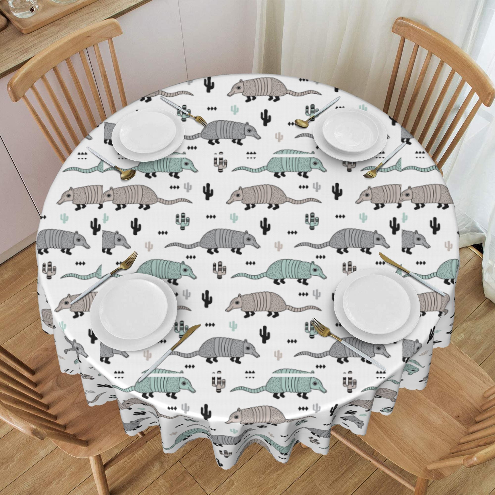 Tablecloth Cute Quirky Armadillo Cactus Woodland Table Cloth For ...