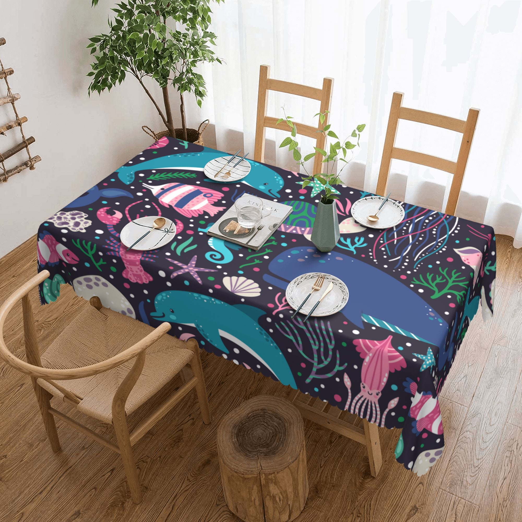 Tablecloth Cute Sea Animals Table Cloth For Rectangle Tables Waterproof ...