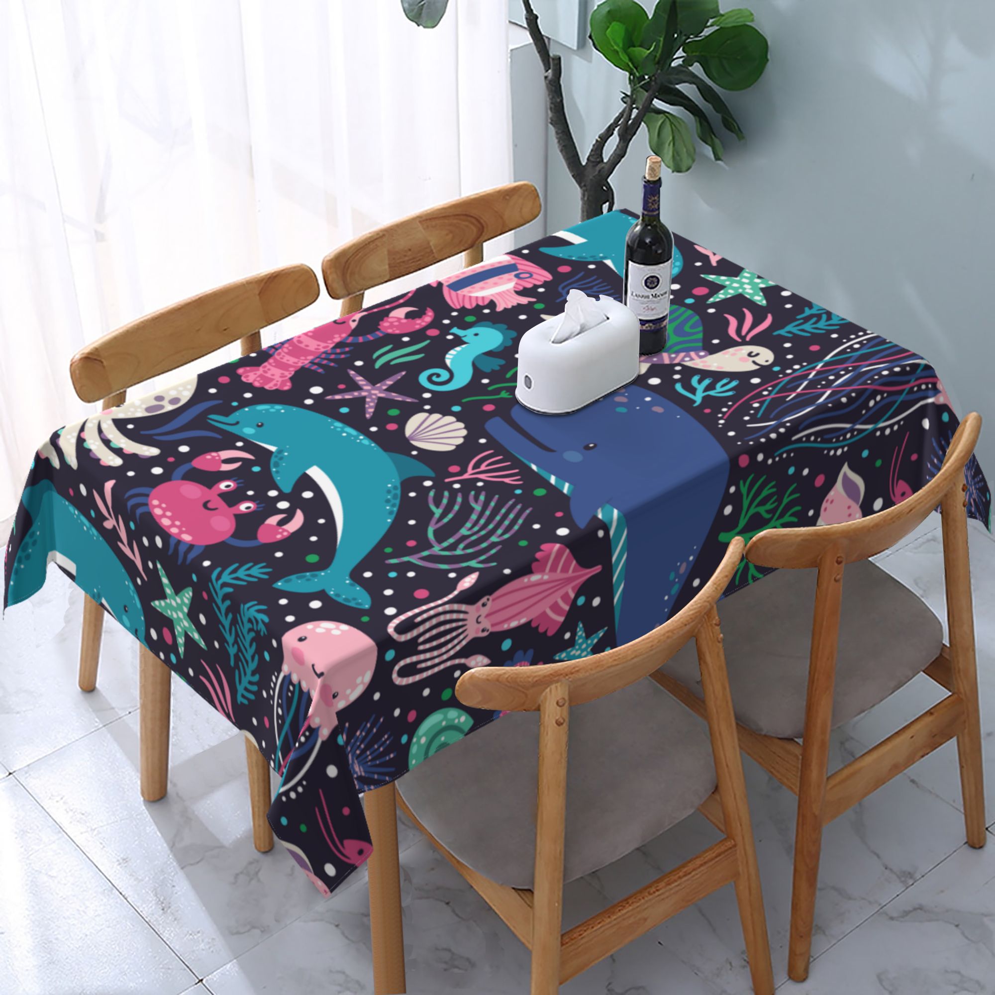 Tablecloth Cute Sea Animals Table Cloth For Rectangle Tables Waterproof ...