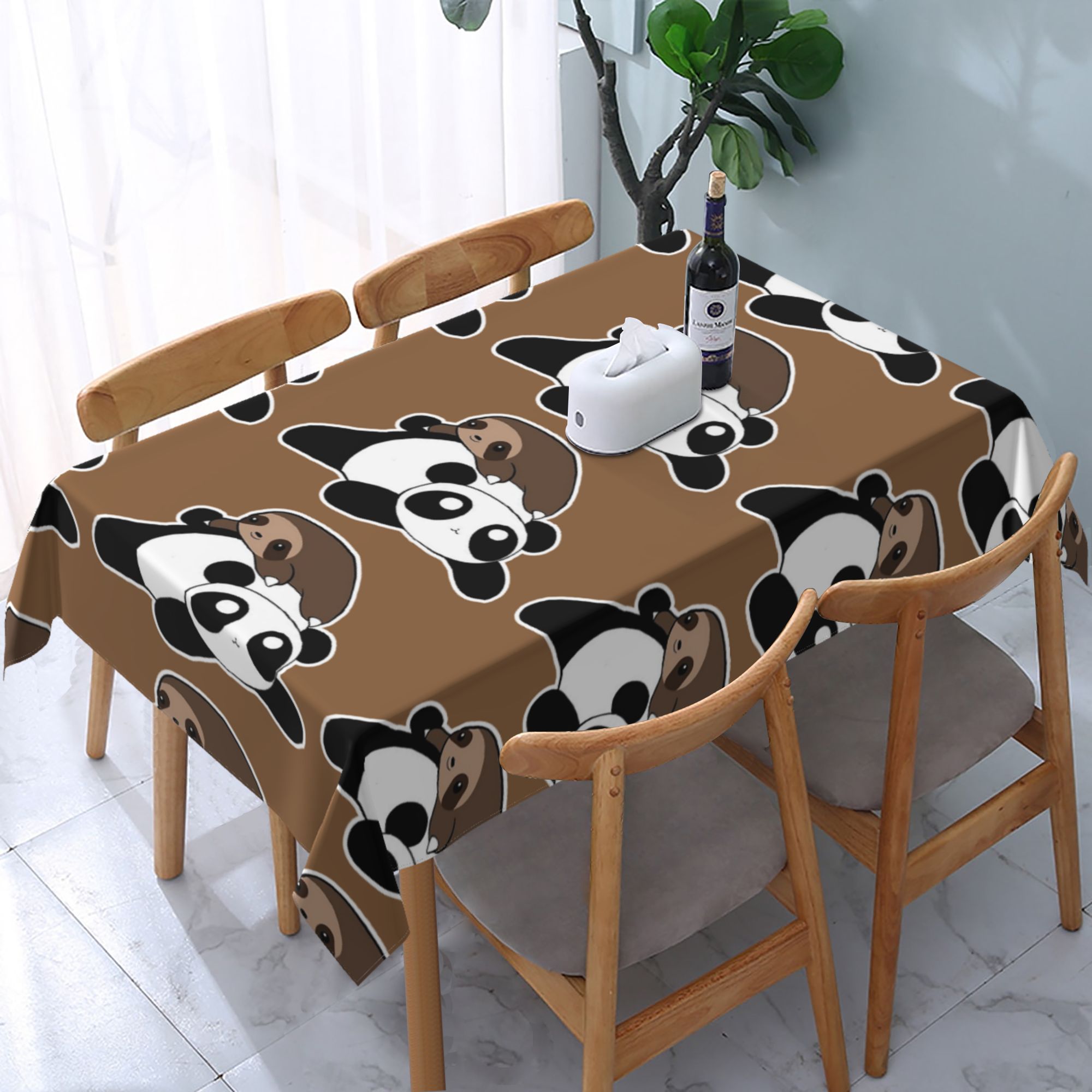 Tablecloth Cute Sloth And Panda Table Cloth For Rectangle Tables ...
