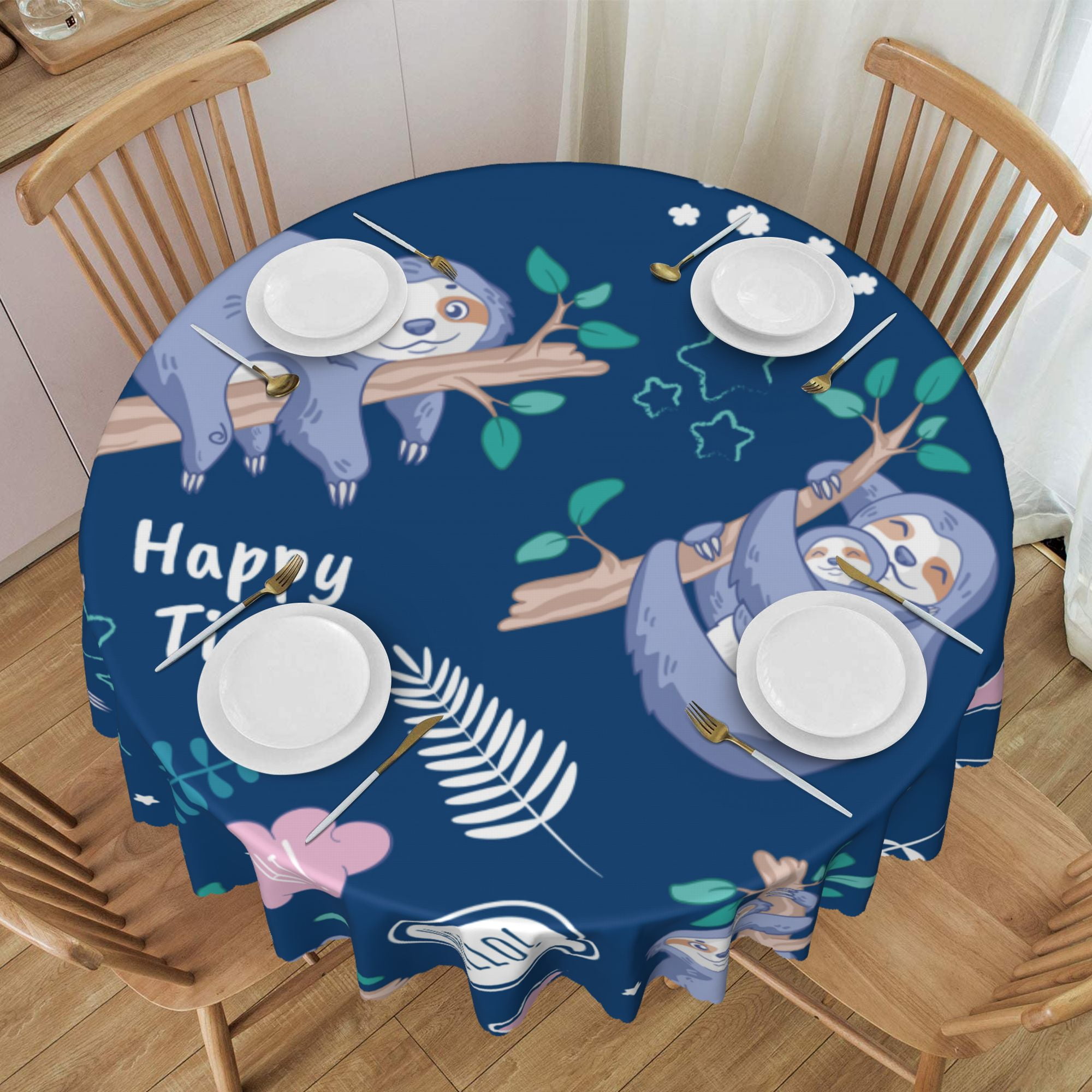 Tablecloth Cute Sloths Animal Table Cloth For Circular Tables ...