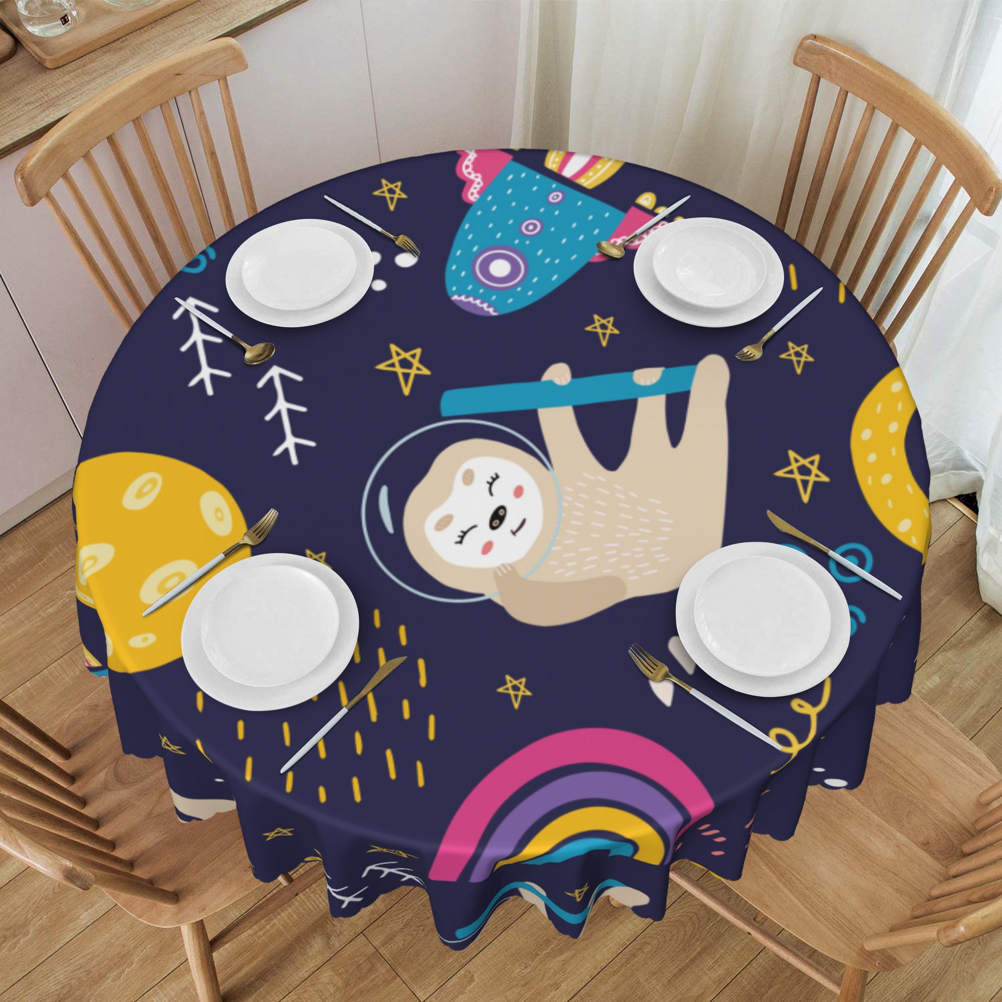 Tablecloth Cute Sloths Animal Table Cloth For Circular Tables ...