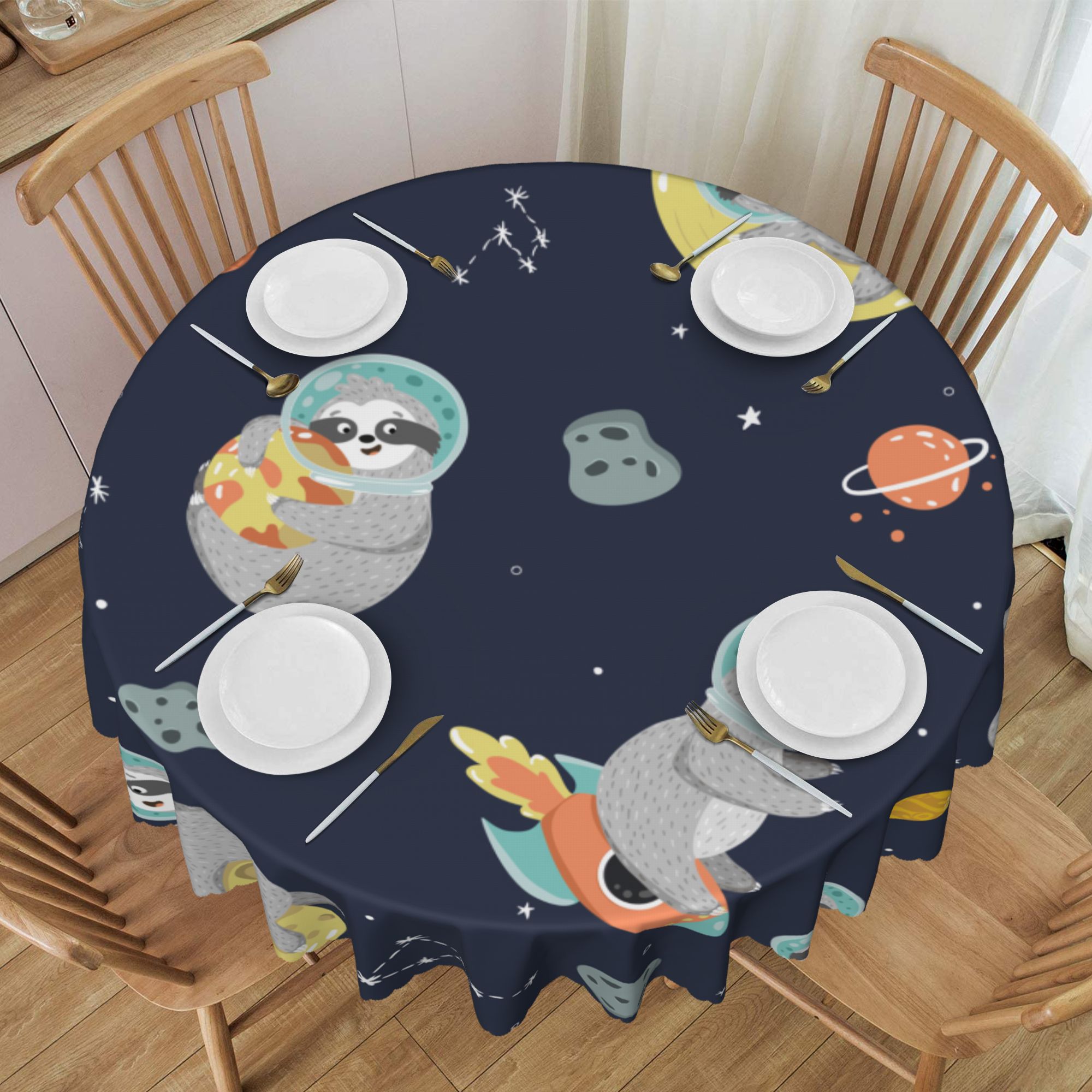 Tablecloth Cute Sloths Animal Table Cloth For Circular Tables ...