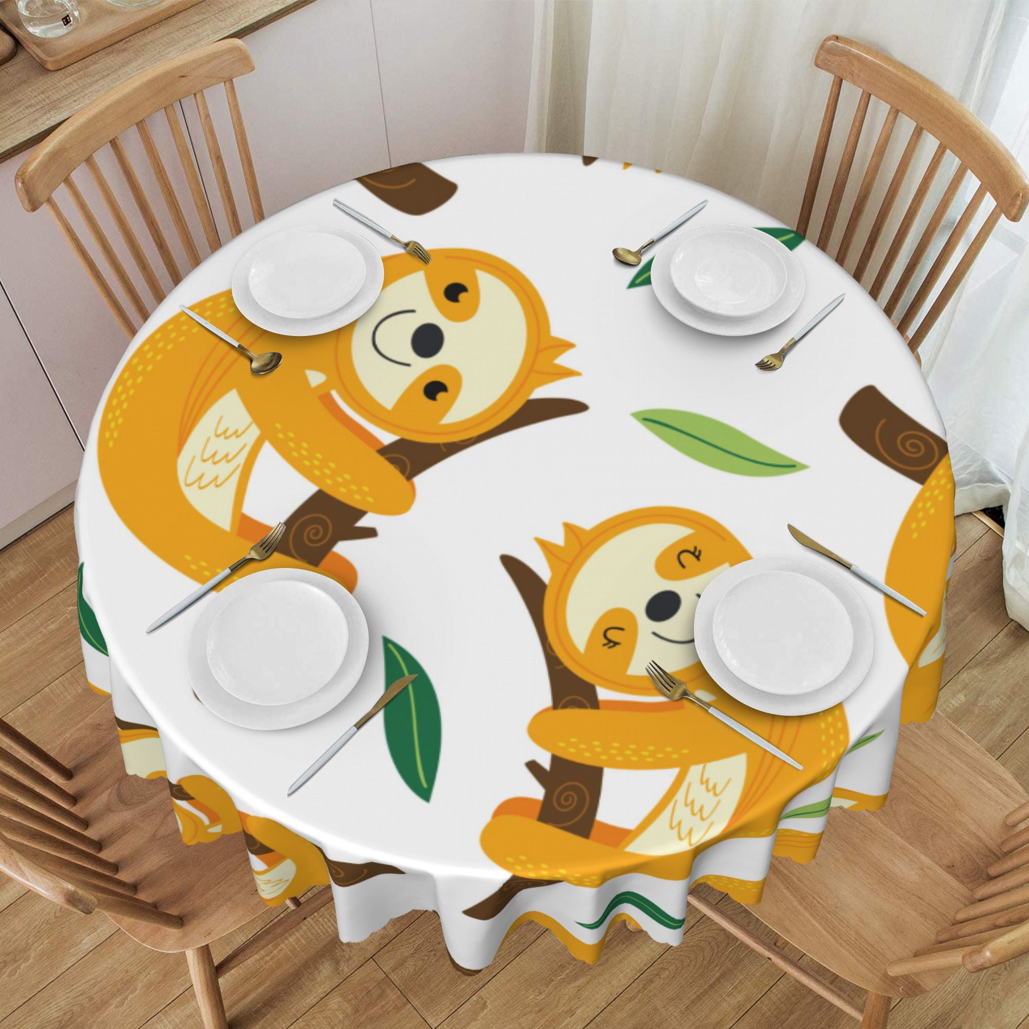 Tablecloth Cute Sloths Animal Table Cloth For Circular Tables ...