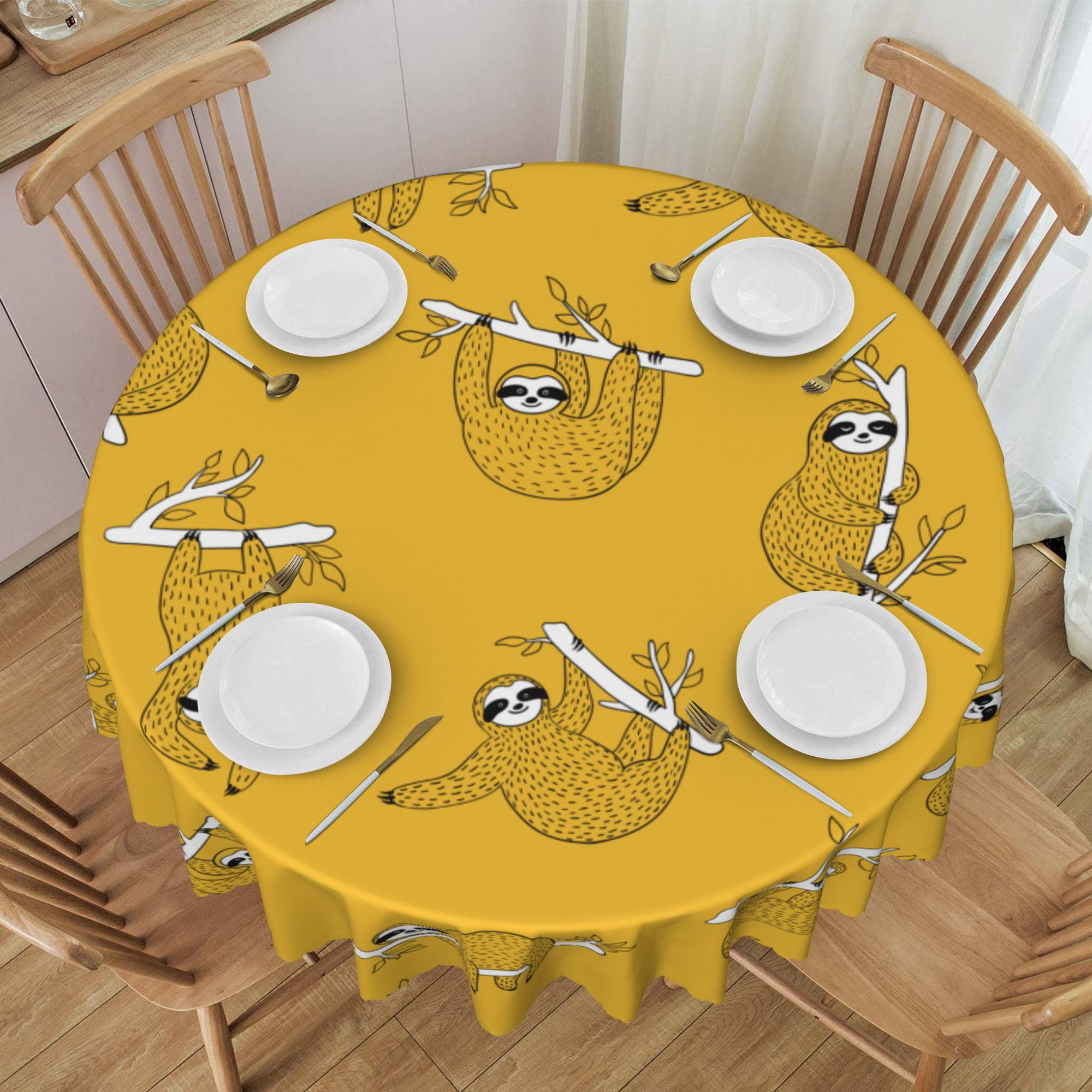 Tablecloth Cute Sloths Animal Table Cloth For Circular Tables ...