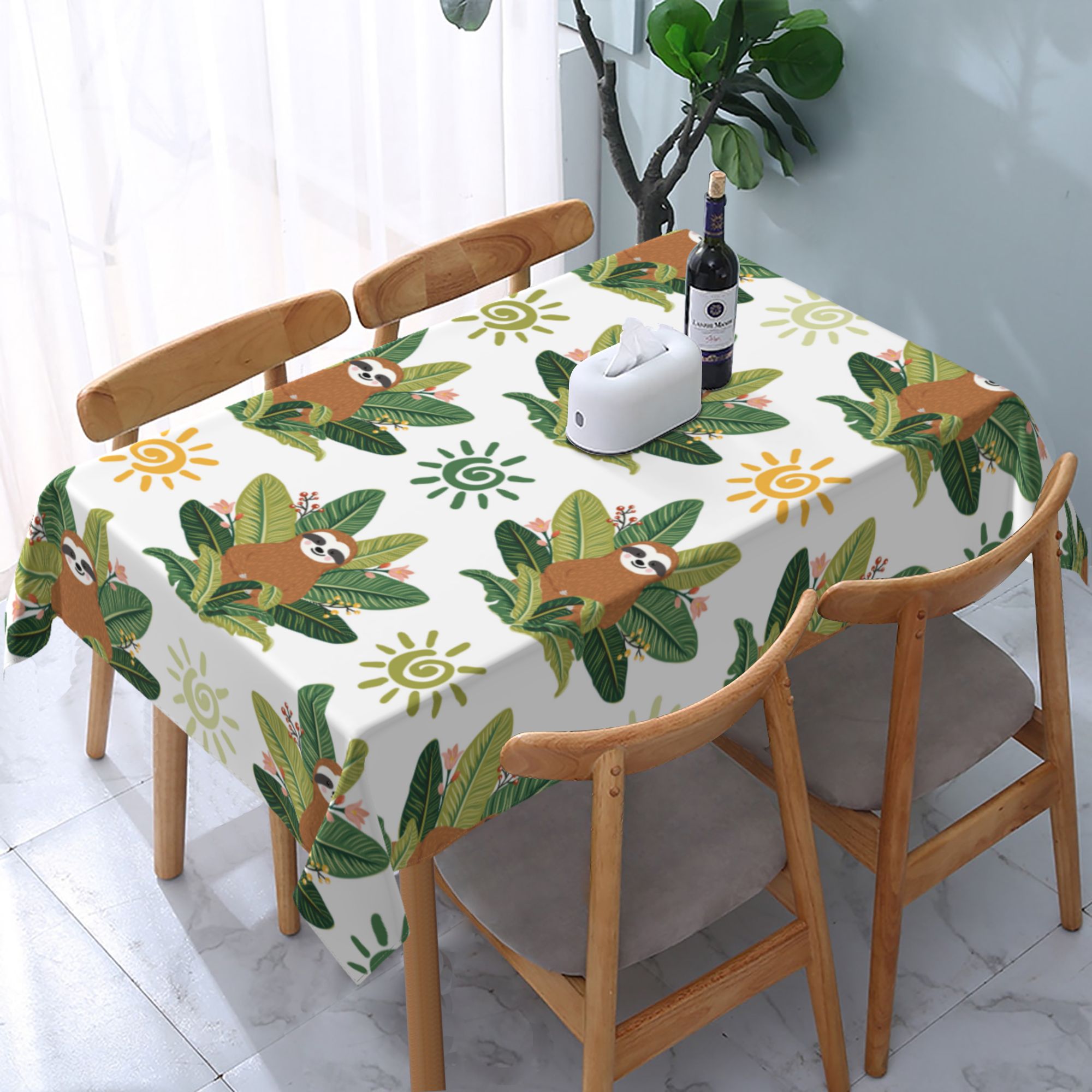 Tablecloth Cute Sloths Animal Table Cloth For Rectangle Tables ...