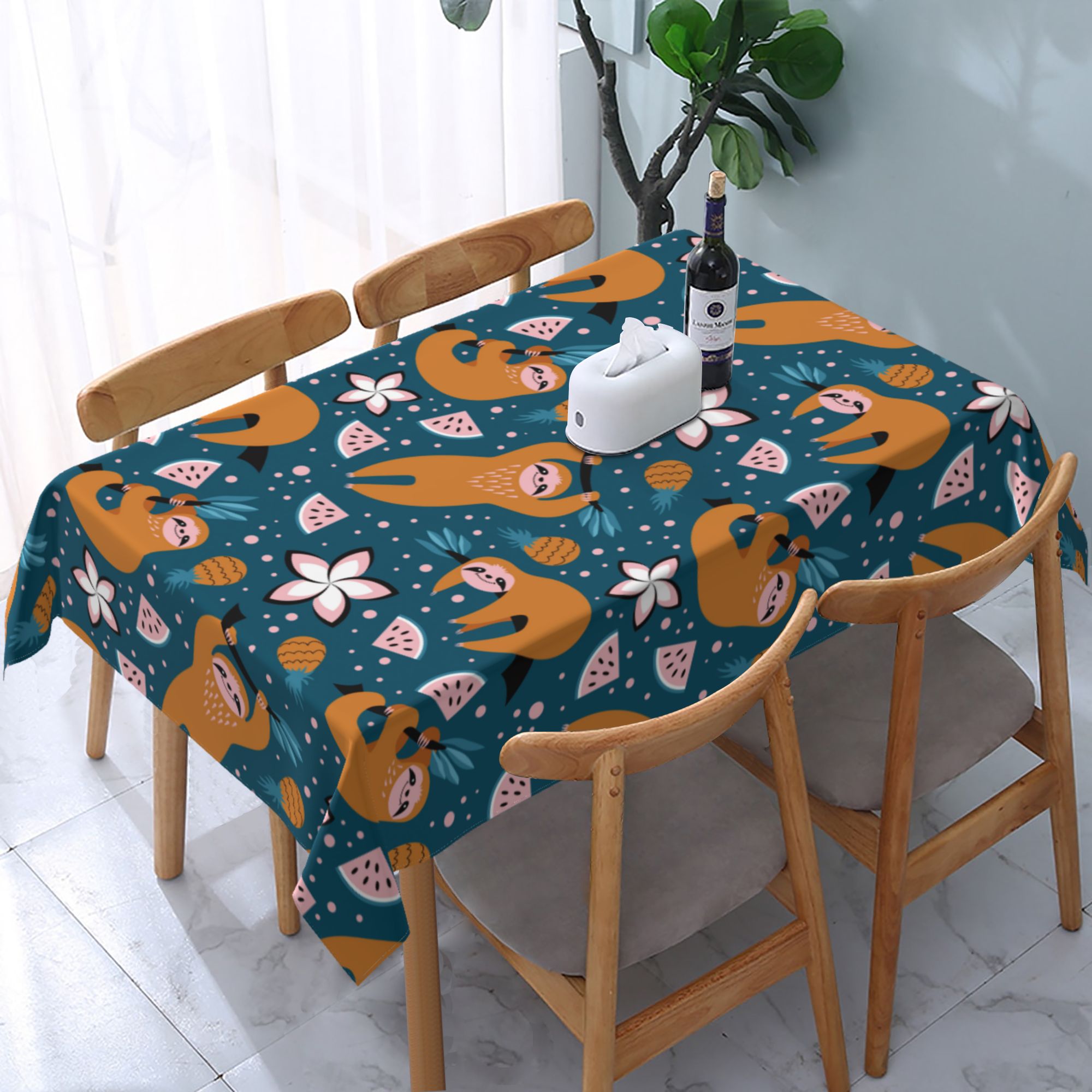 Tablecloth Cute Sloths Animal Table Cloth For Rectangle Tables ...