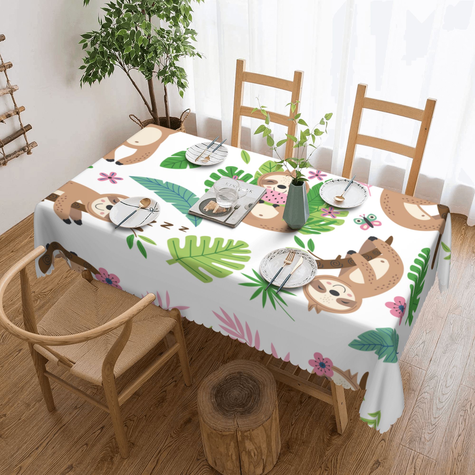 Tablecloth Cute Sloths Animal Table Cloth For Rectangle Tables ...