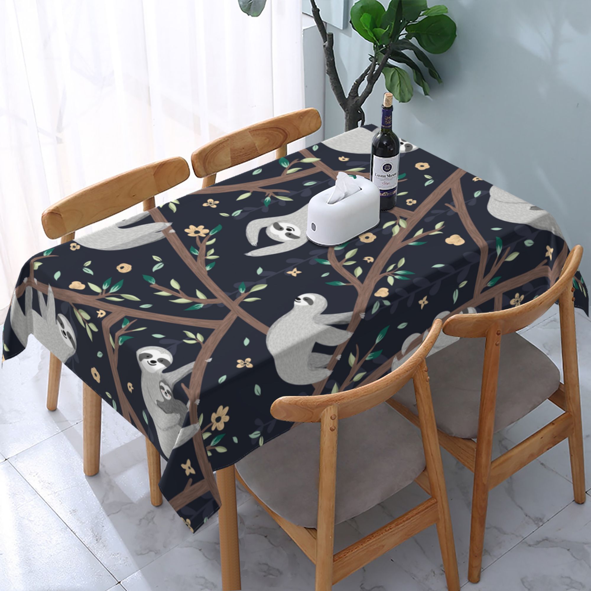 Tablecloth Cute Sloths Animal Table Cloth For Rectangle Tables ...