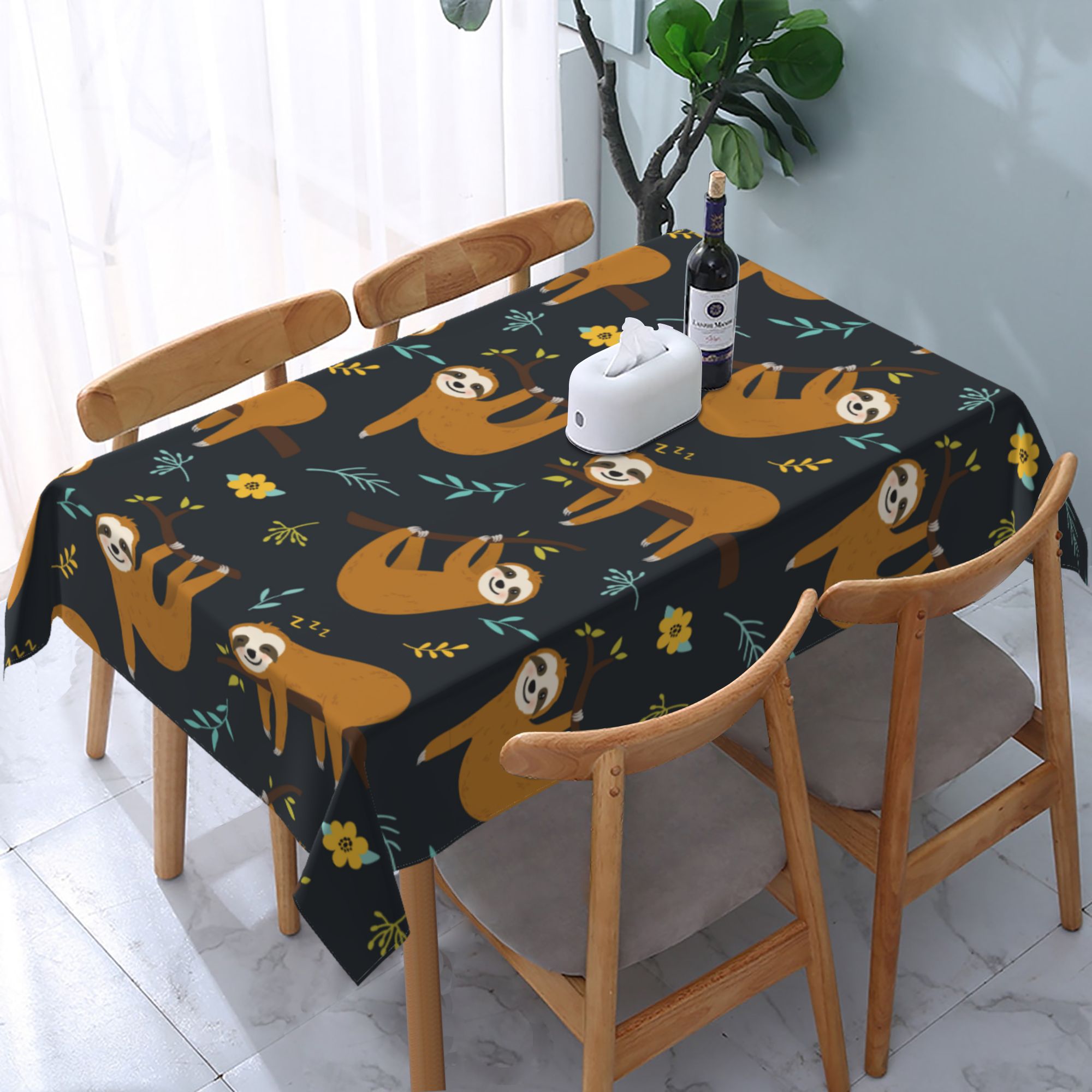 Tablecloth Cute Sloths Animal Table Cloth For Rectangle Tables ...