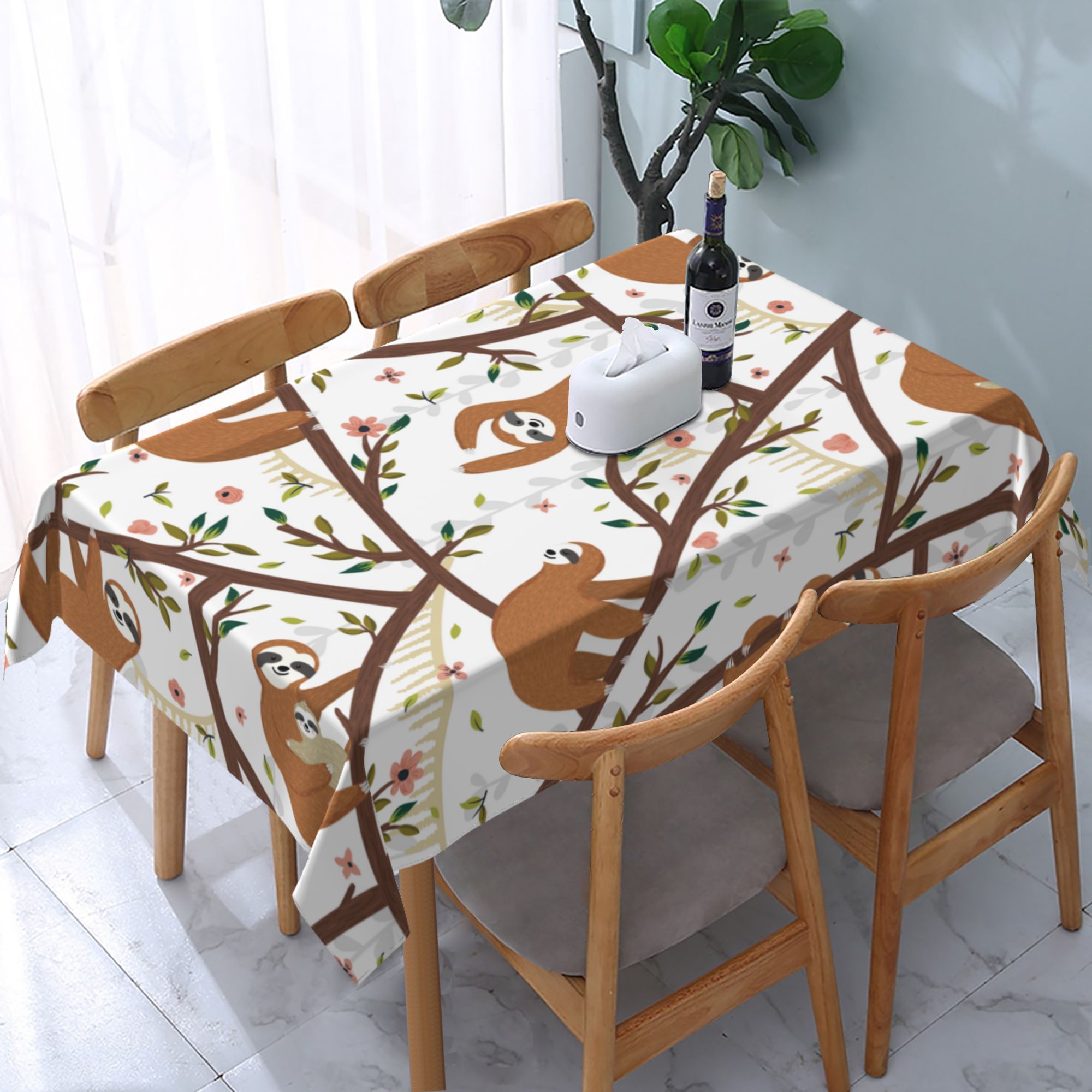 Tablecloth Cute Sloths Animal Table Cloth For Rectangle Tables ...