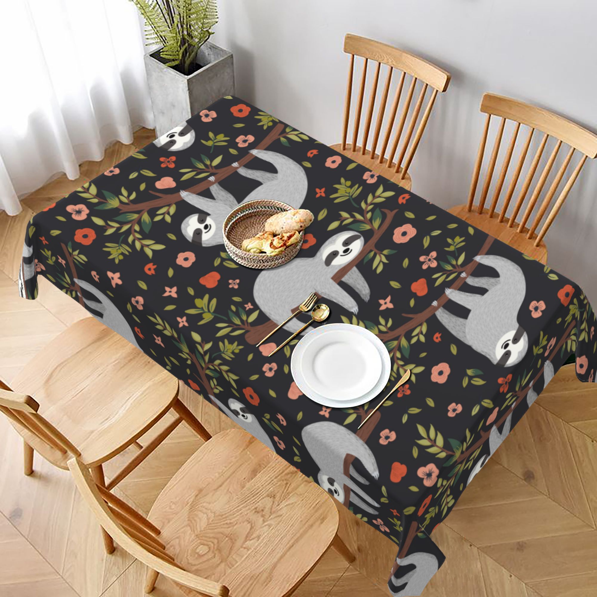 Tablecloth Cute Sloths Animal Table Cloth For Rectangle Tables ...