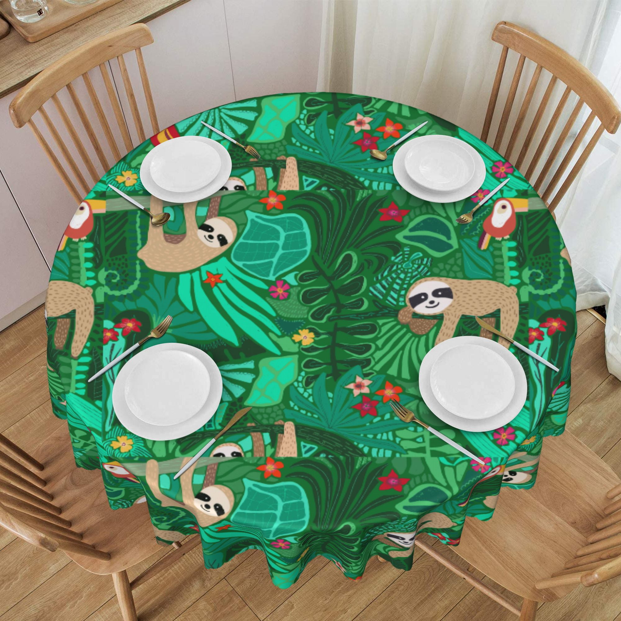 Tablecloth Cute Sloths Hanging On Jungle Trees Table Cloth For Circular ...