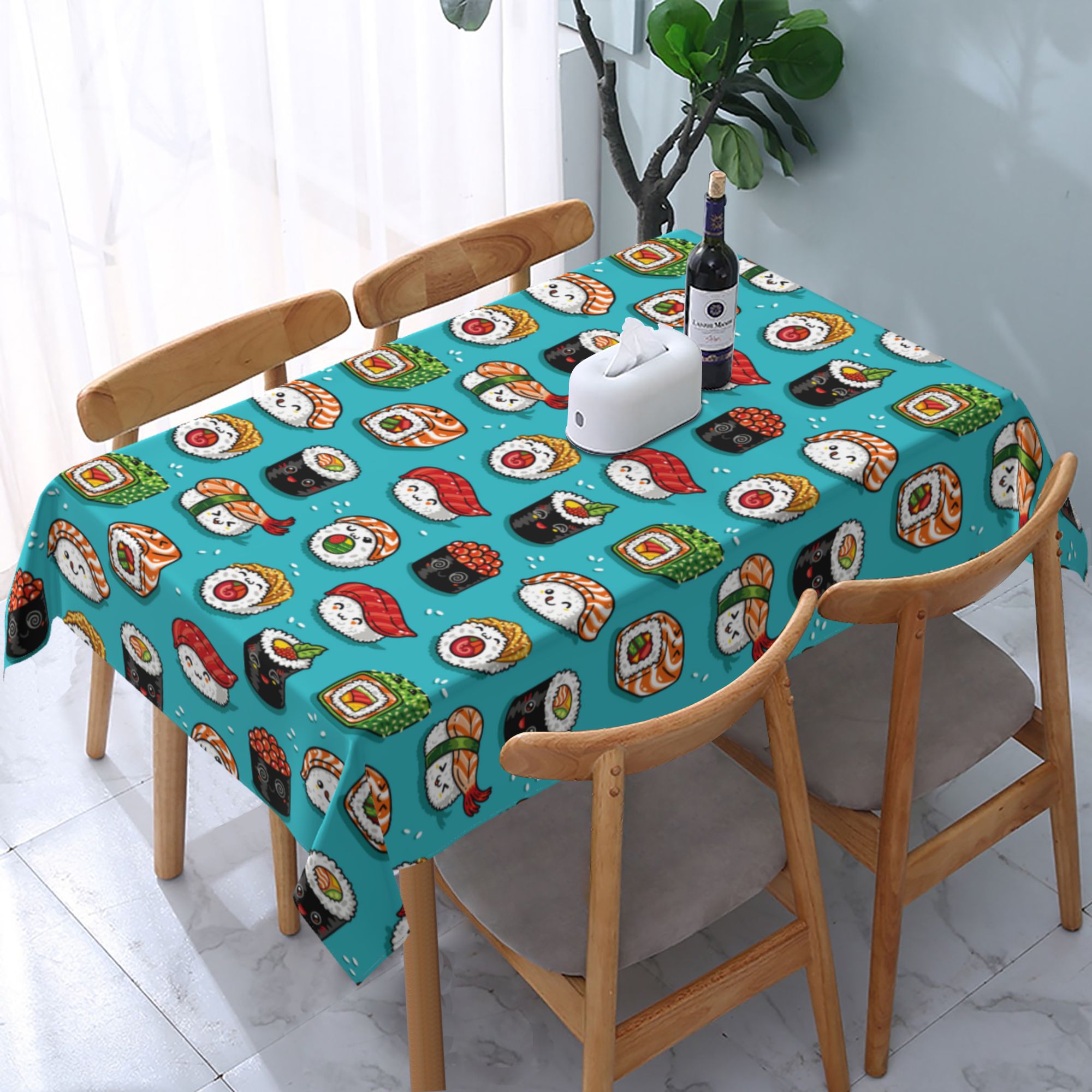 Tablecloth Cute Sushi Kawaii Table Cloth For Rectangle Tables ...