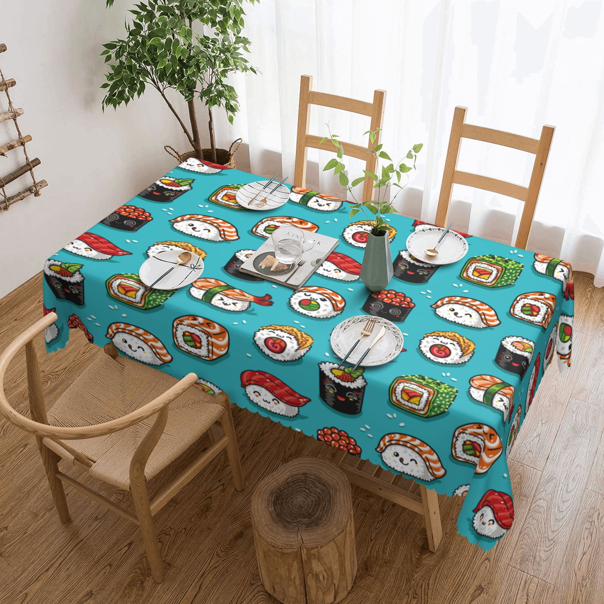 Tablecloth Cute Sushi Kawaii Table Cloth For Rectangle Tables ...