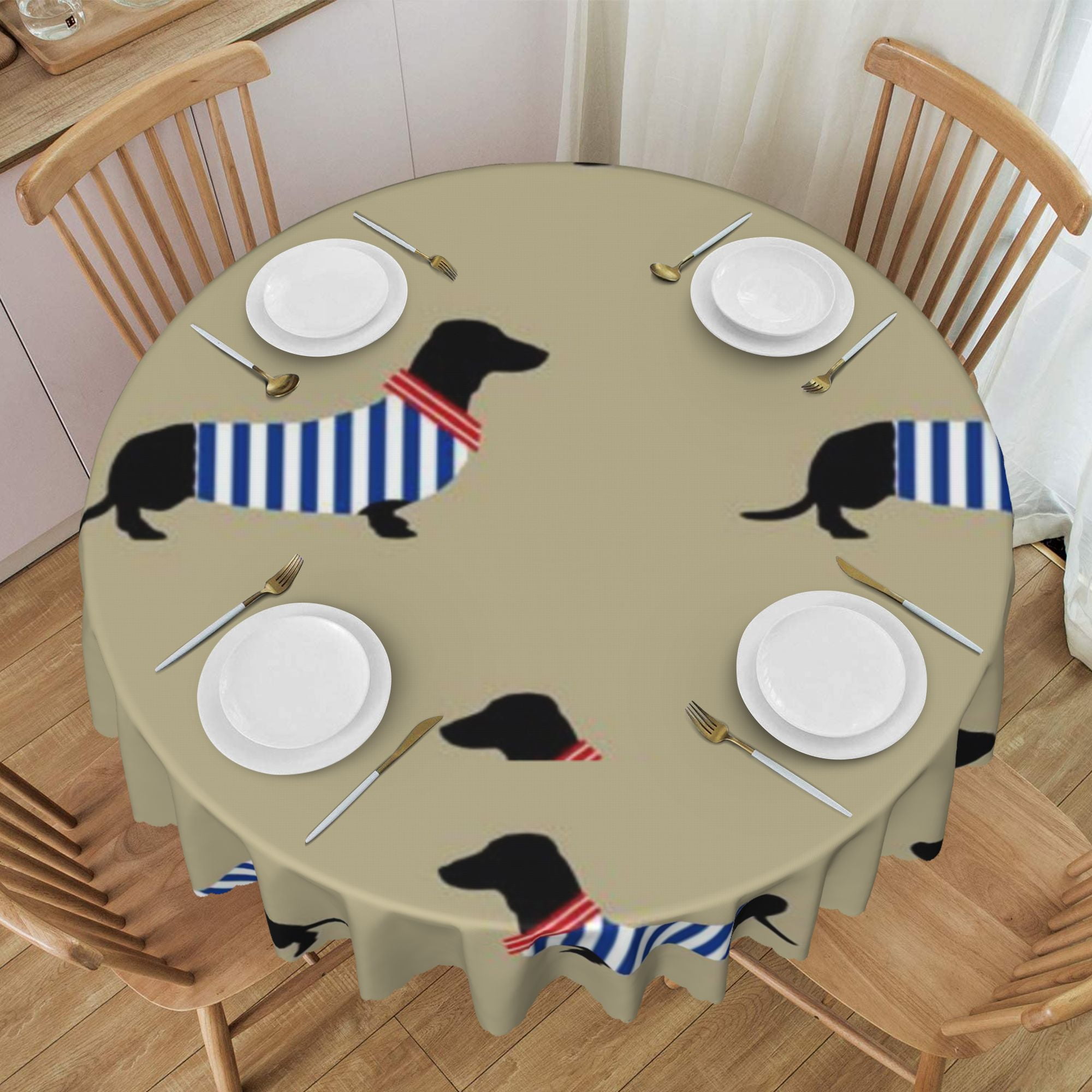 Tablecloth Dachshund Dog Motif Table Cloth For Circular Tables ...