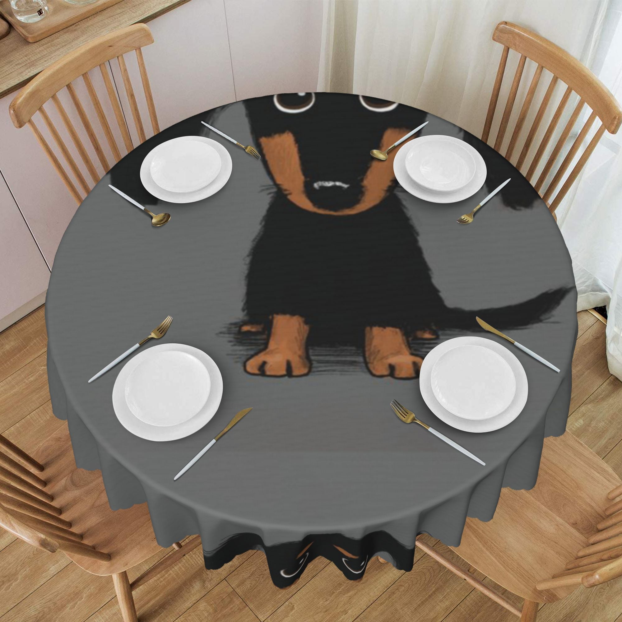 Tablecloth Dachshund Table Cloth For Circular Tables Waterproof ...