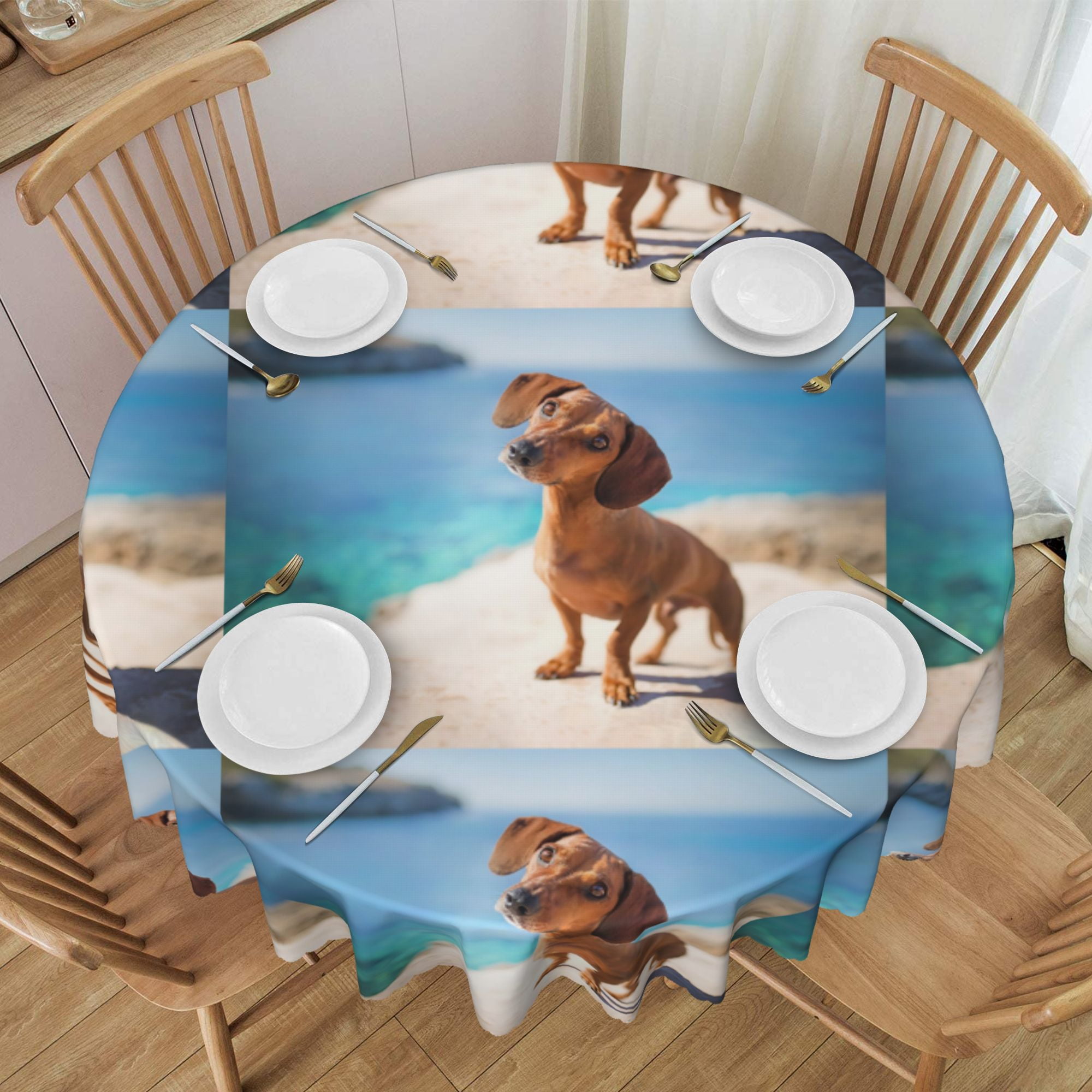 Dachshund Dog Tablecloth - Waterproof & Resistant for Circular Tables ...