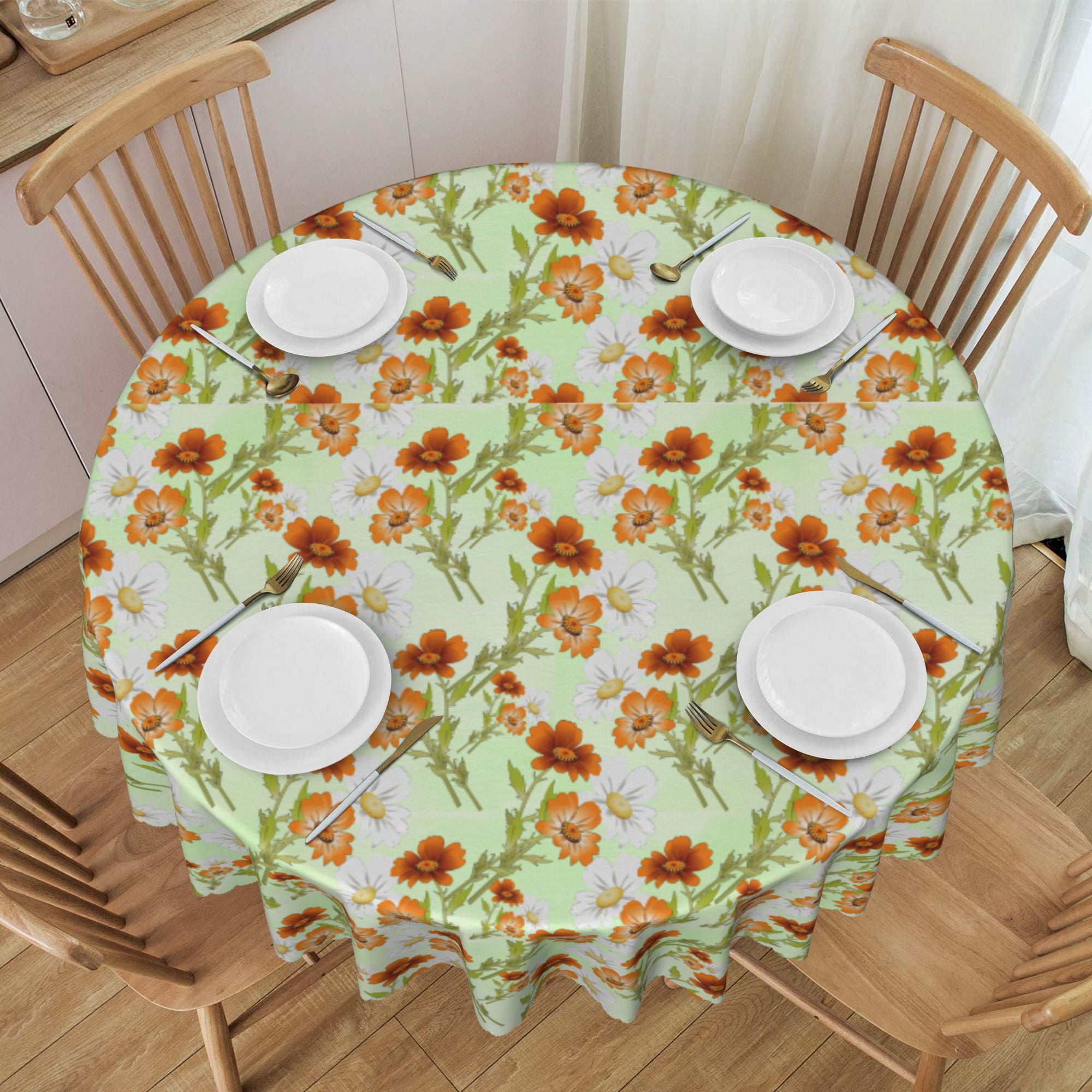 Tablecloth Daisy Flower Watercolor Background Table Cloth For Circular ...
