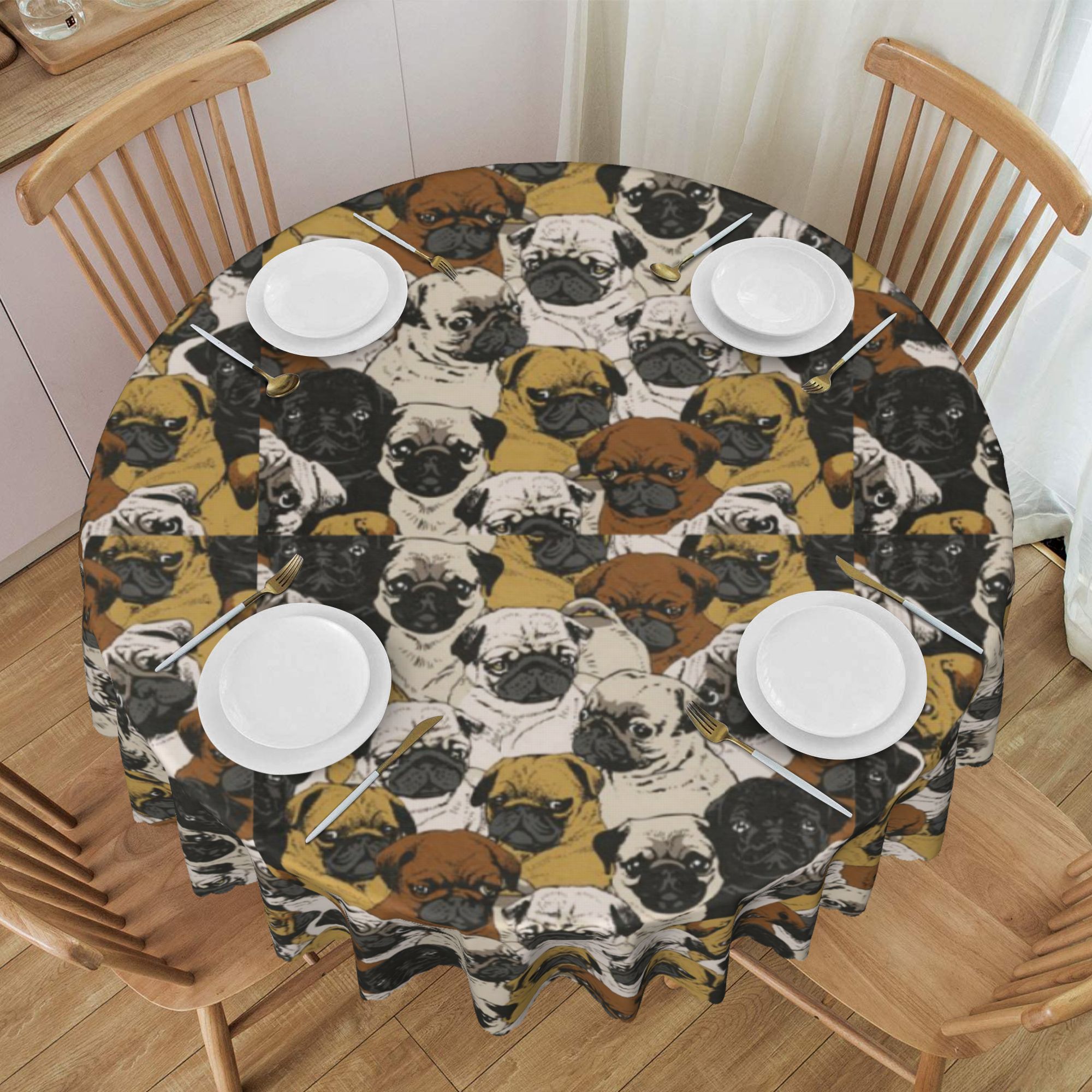 Tablecloth De Pug Table Cloth For Circular Tables Waterproof Resistant ...