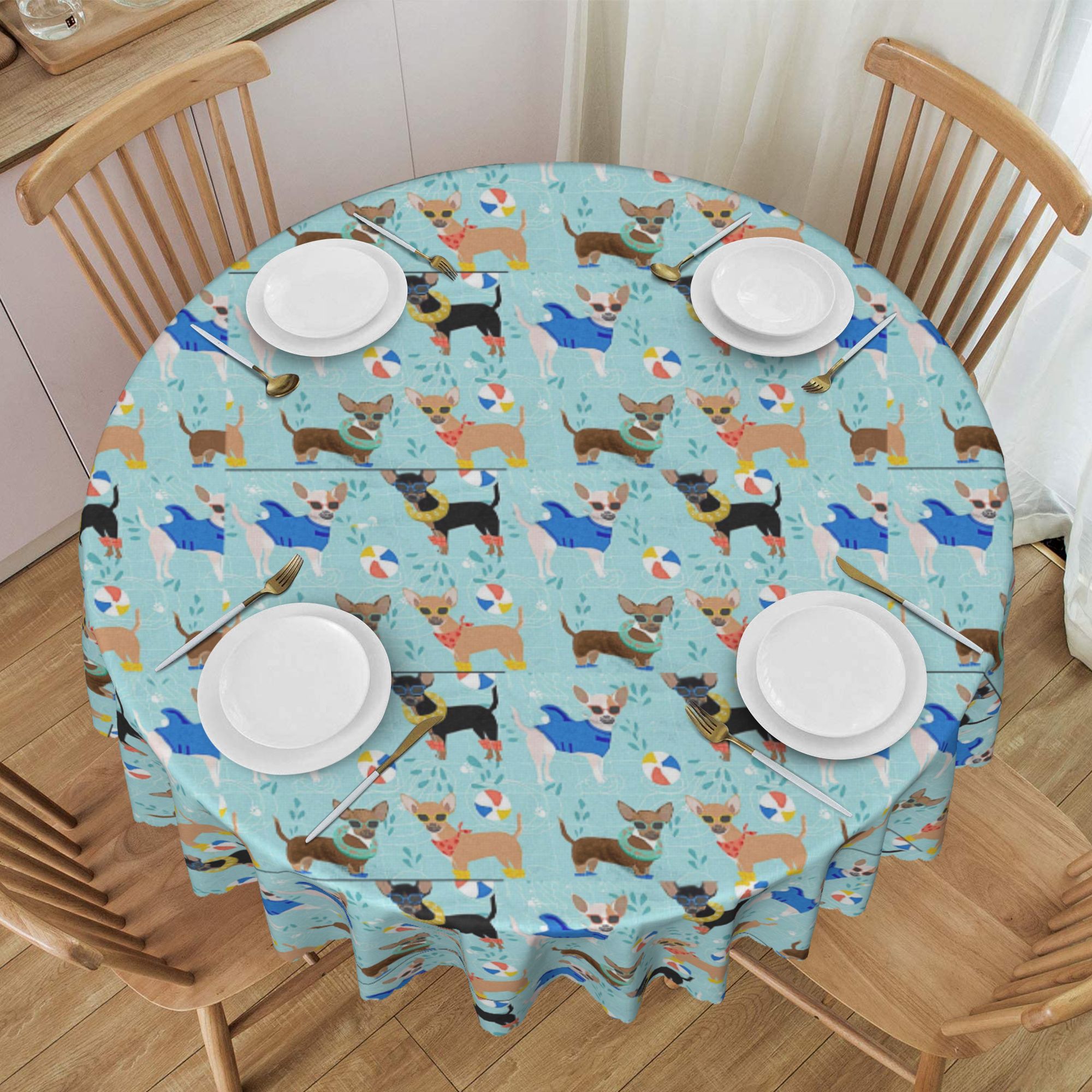 Tablecloth Dog Beach Table Cloth For Circular Tables Waterproof ...
