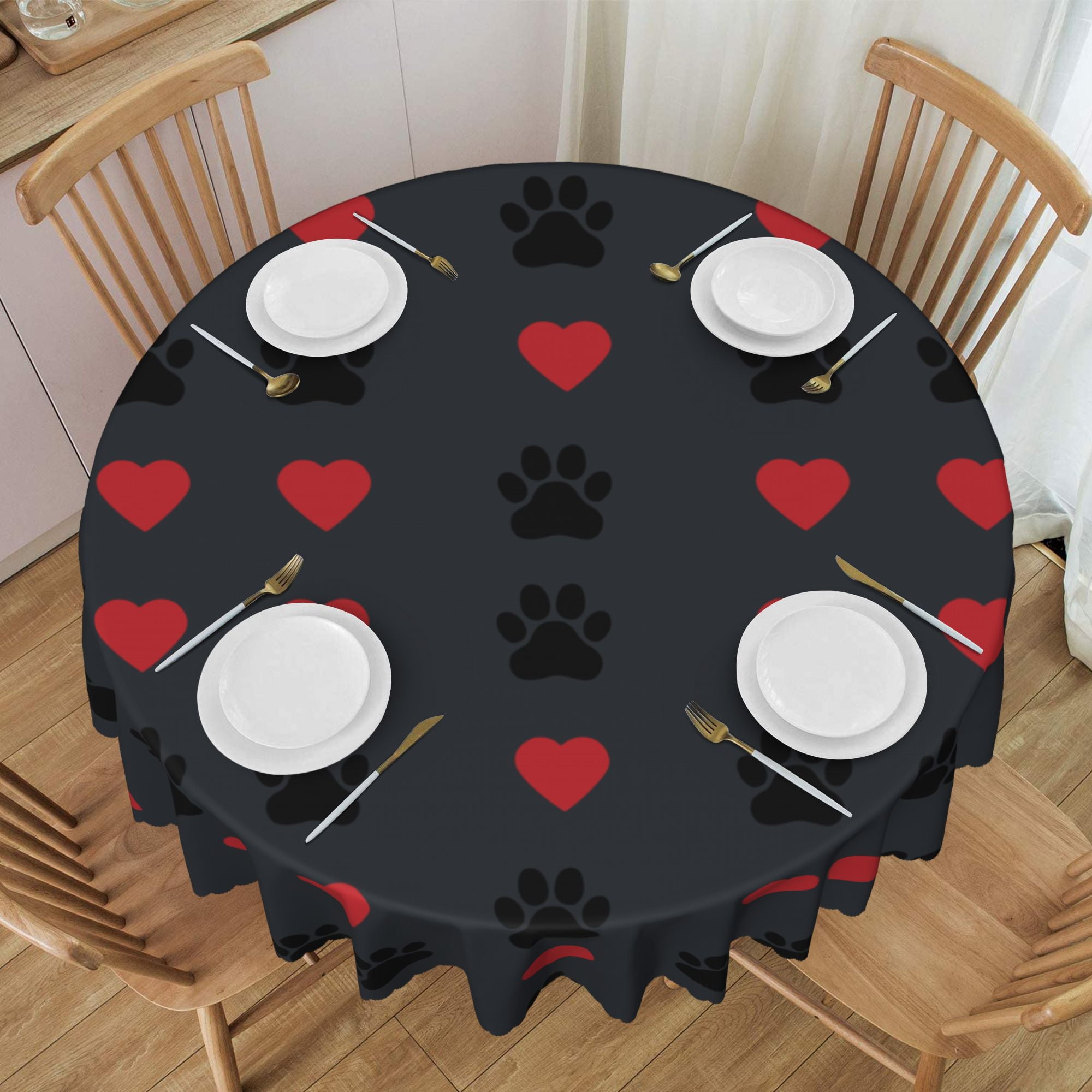 Tablecloth Dog Paw Cat Paw Heart Love Puppy Foot Table Cloth For ...