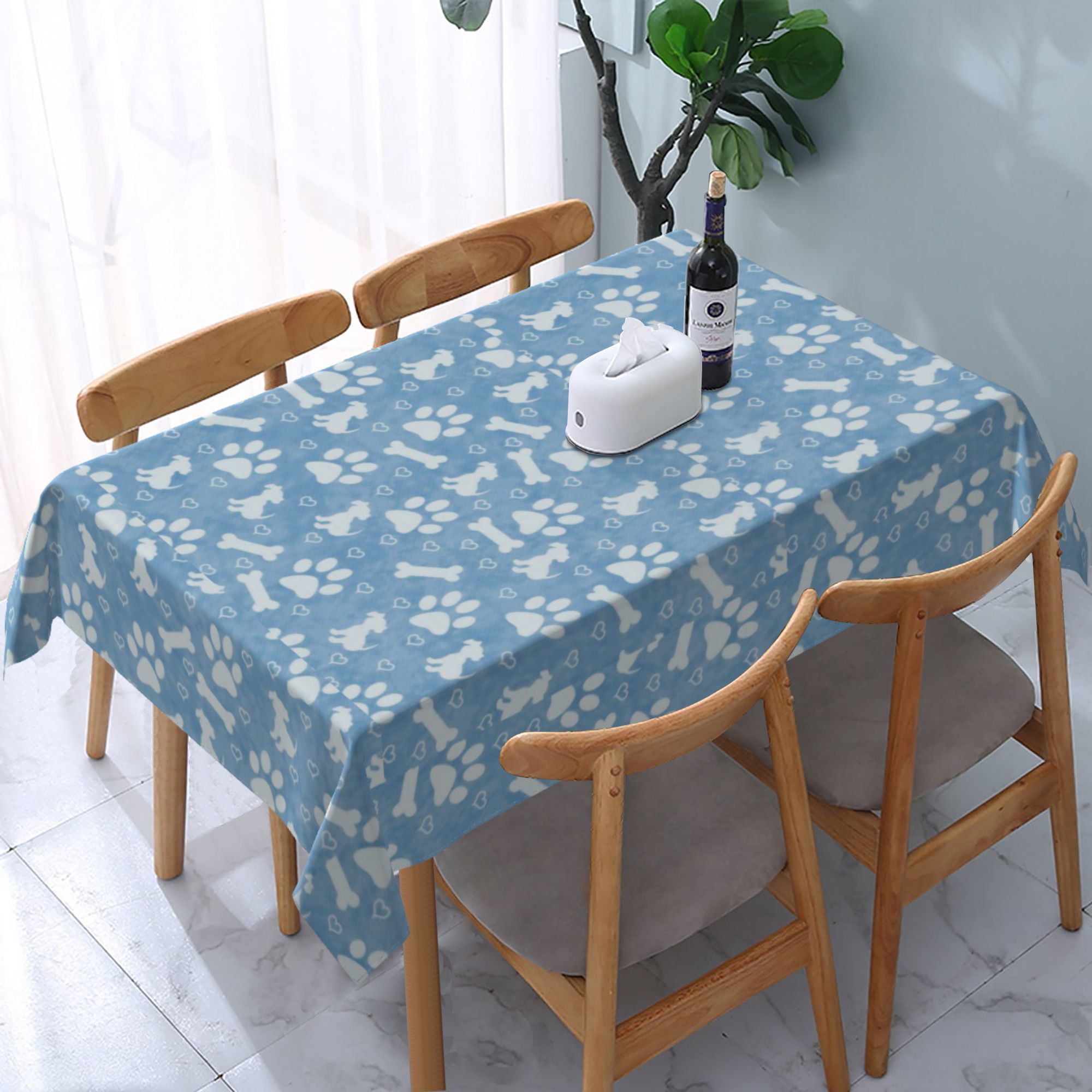 Tablecloth Dog Paw Print Puppy Bone Table Cloth For Rectangle Tables ...