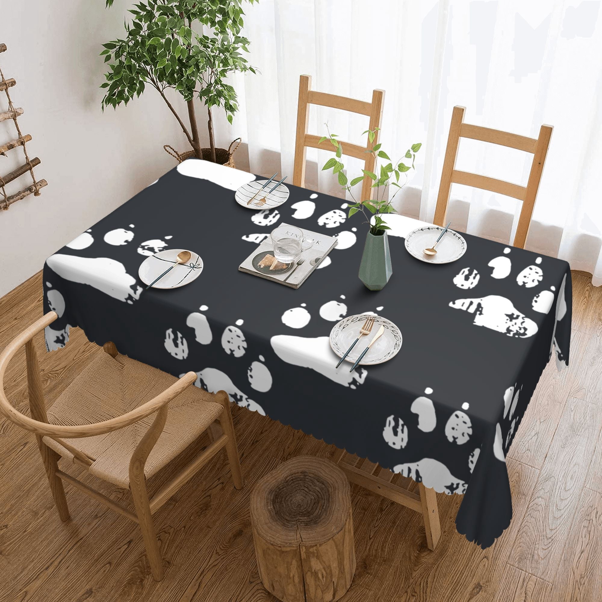 Tablecloth Dog Paw Print Table Cloth For Rectangle Tables Waterproof ...