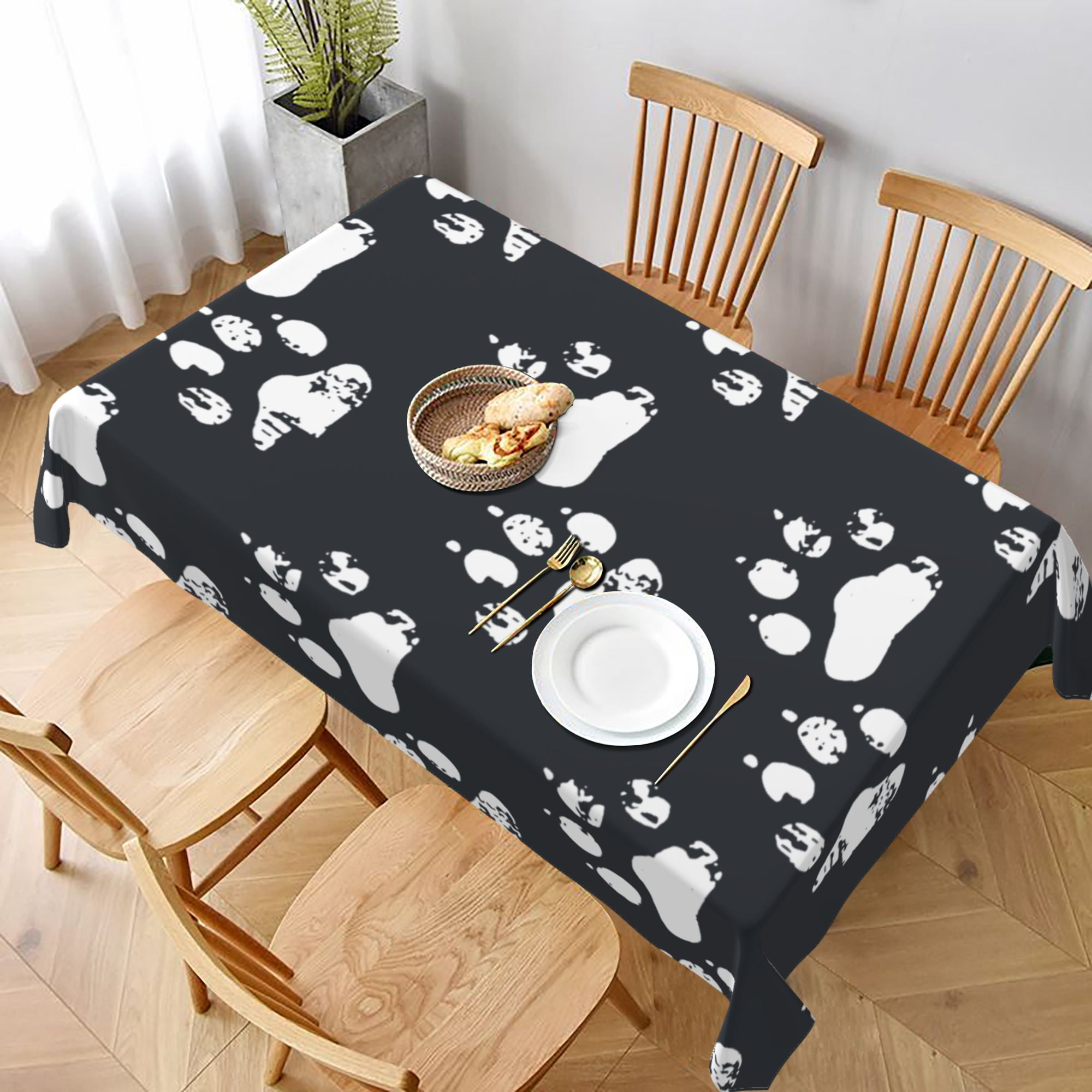 Tablecloth Dog Paw Print Table Cloth For Rectangle Tables Waterproof ...
