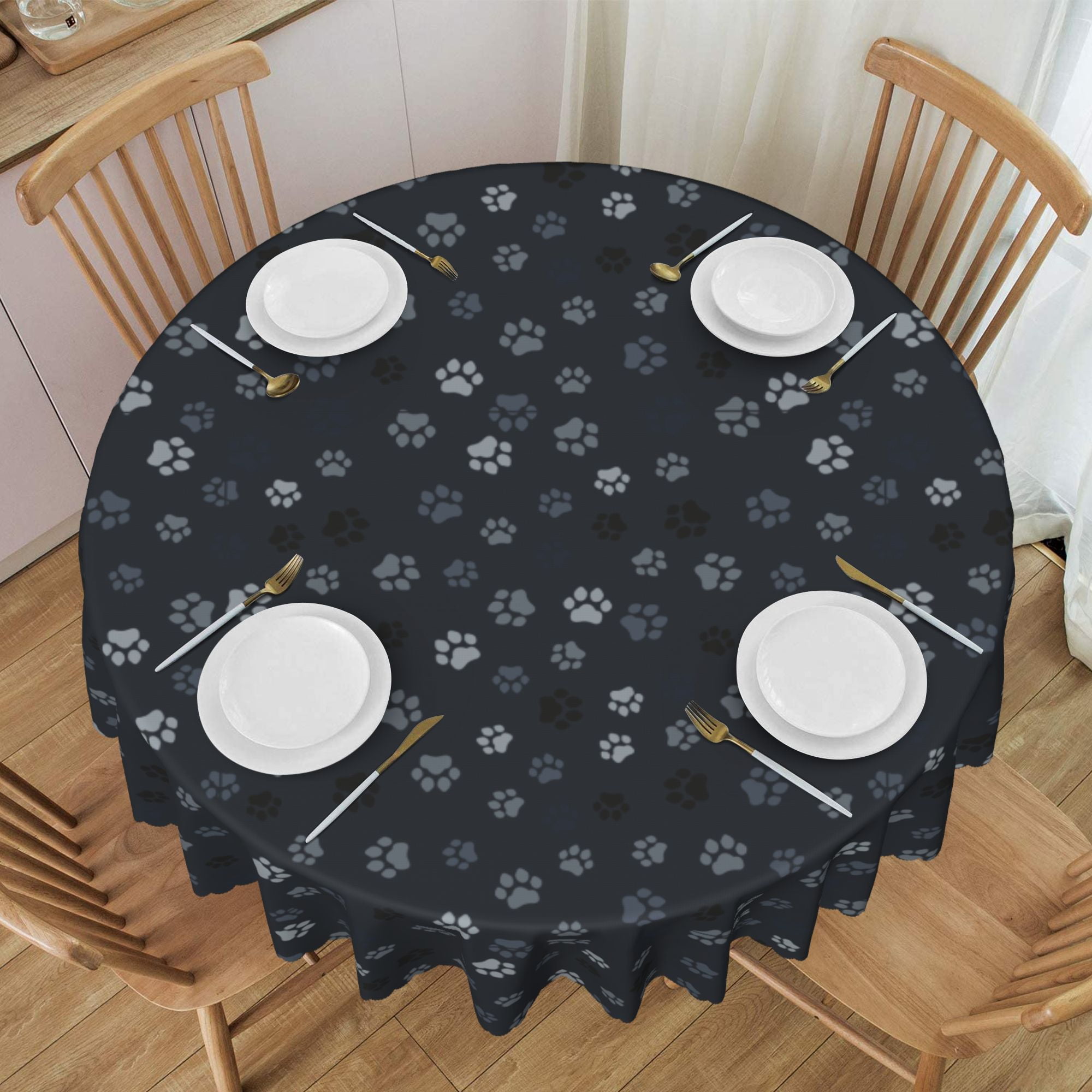 Tablecloth Dog Paw Table Cloth For Circular Tables Waterproof Resistant ...