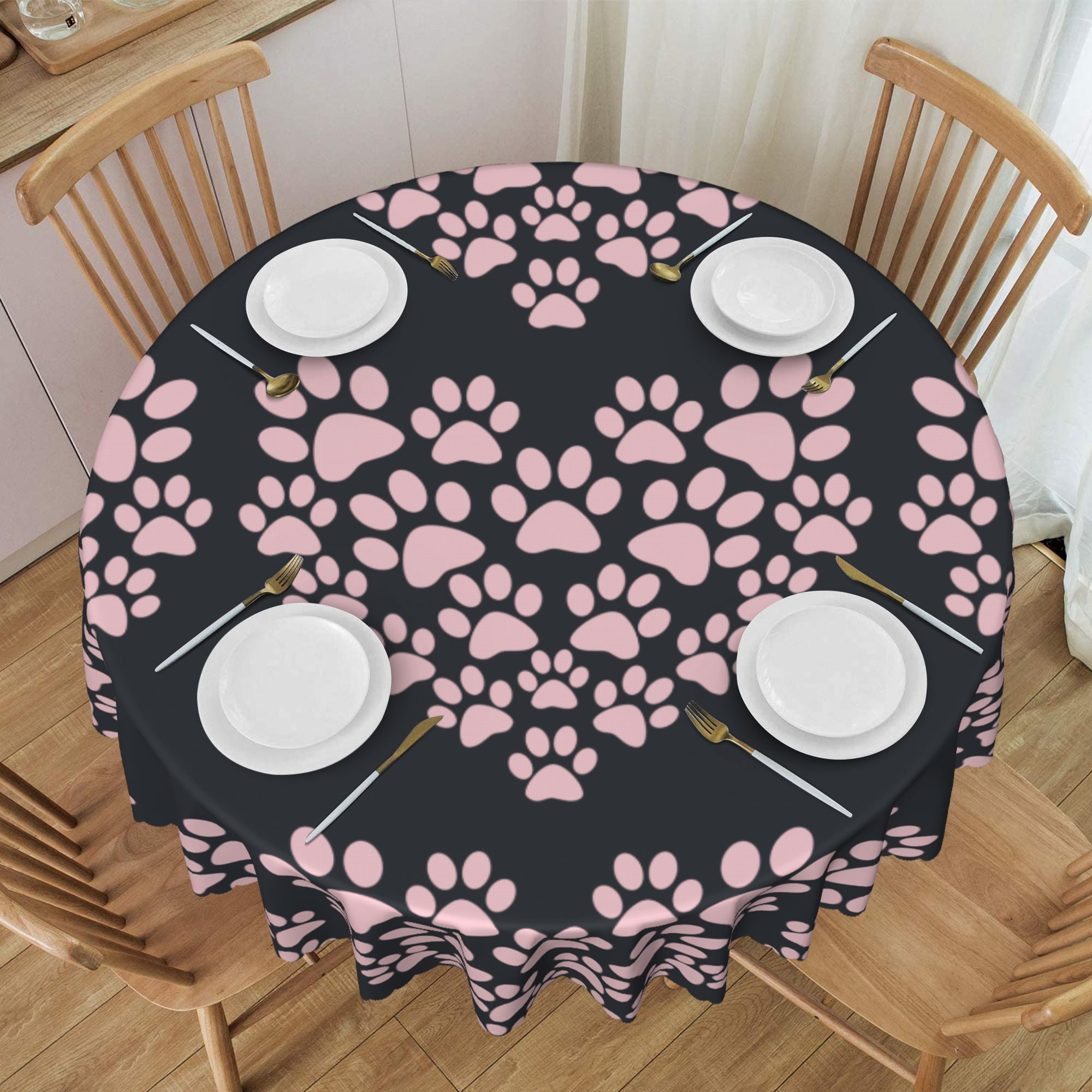 Tablecloth Dog Paw Table Cloth For Circular Tables Waterproof Resistant ...