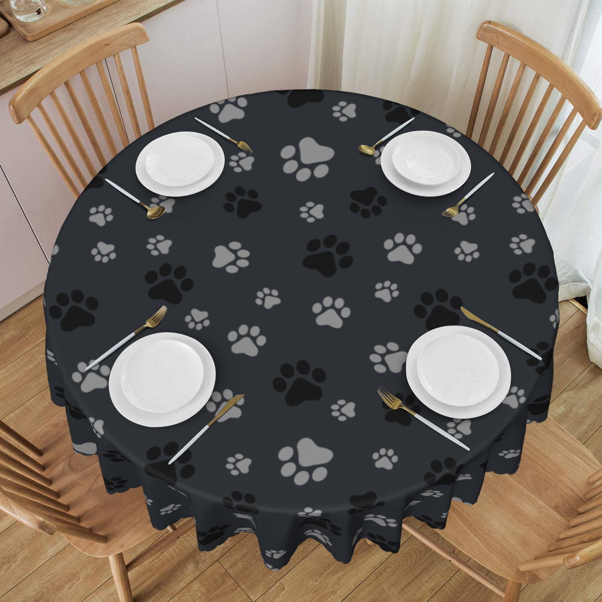 Tablecloth Dog Paw Table Cloth For Circular Tables Waterproof Resistant ...