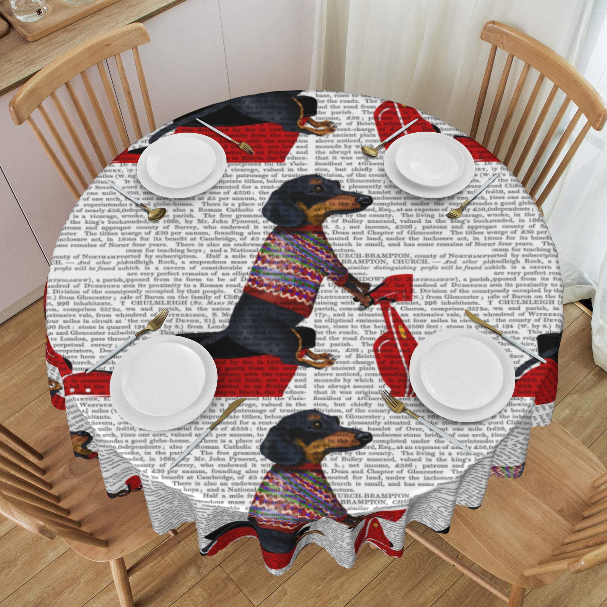 Tablecloth Dog Riding A Motorcycle Table Cloth For Circular Tables ...