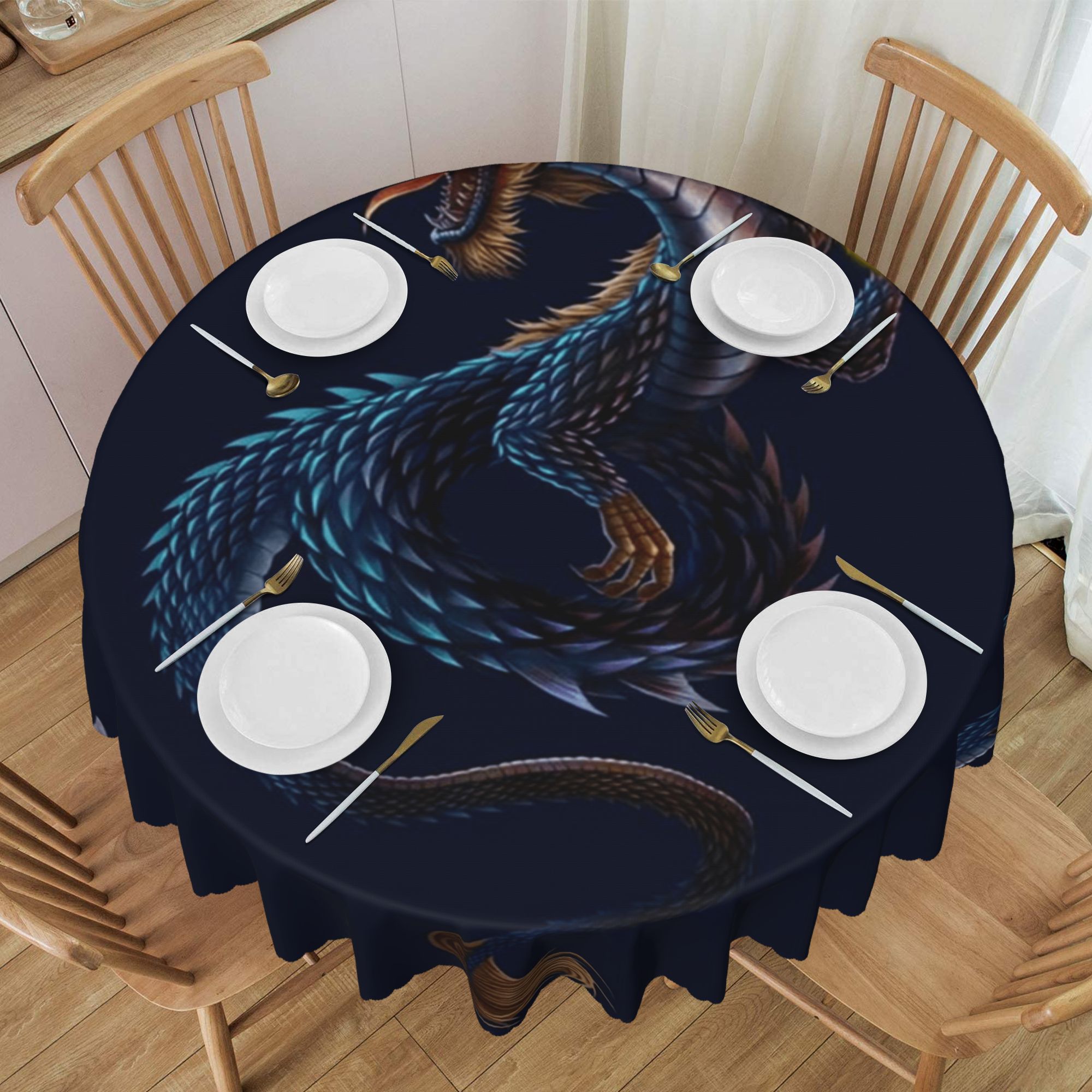 Tablecloth Dragon Table Cloth For Circular Tables Waterproof Resistant ...
