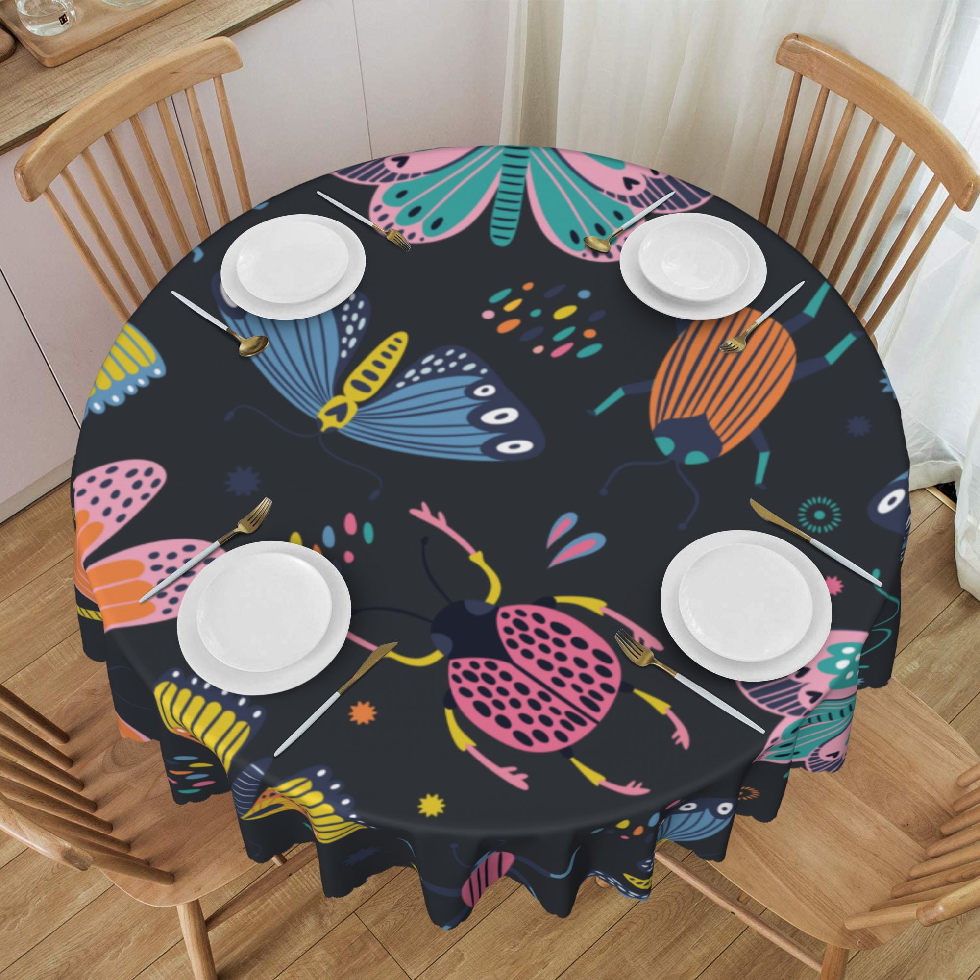 Tablecloth Dragonfly And Butterfly Flower Pattern Table Cloth For ...
