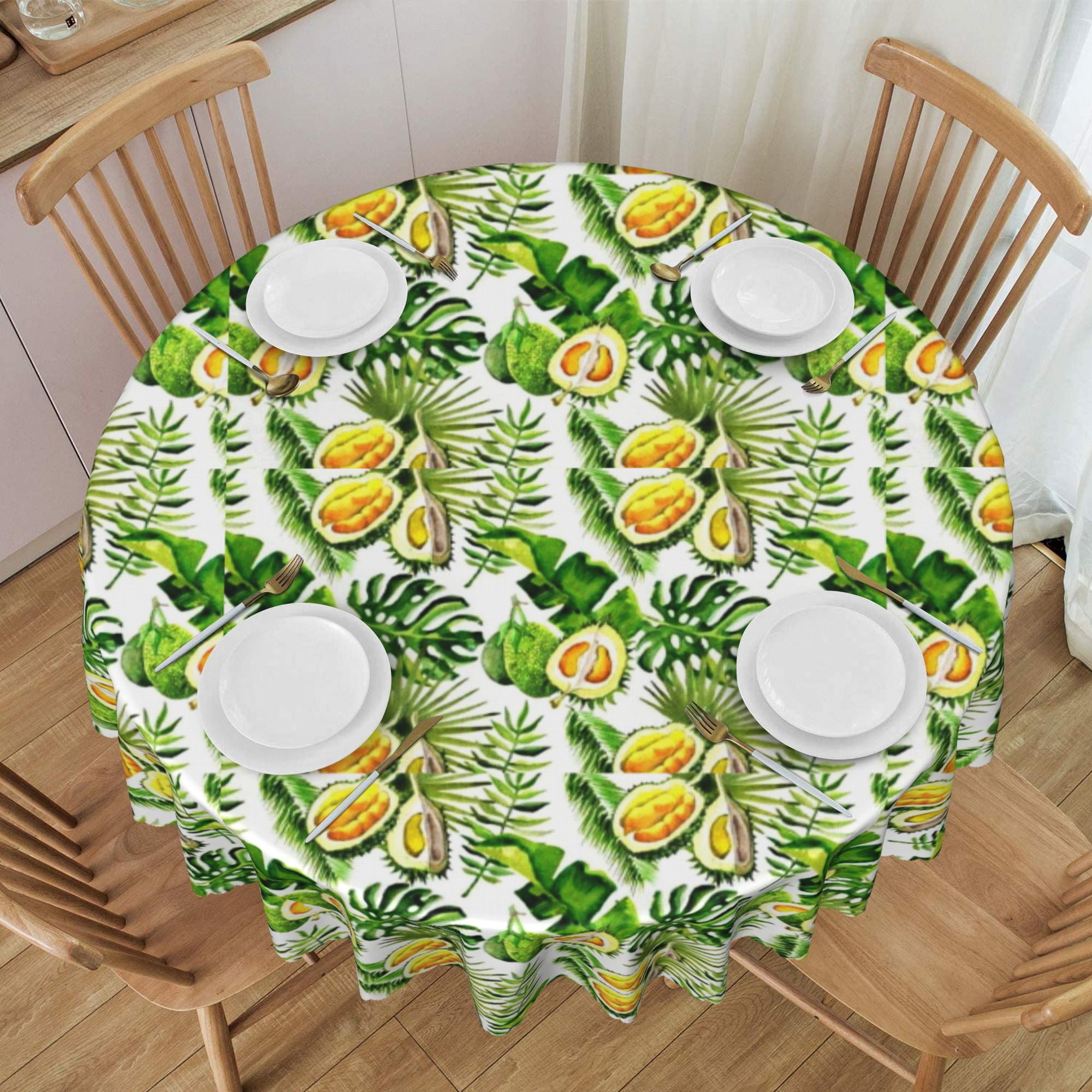 Tablecloth Durian Palm Tree Pattern Table Cloth For Circular Tables ...
