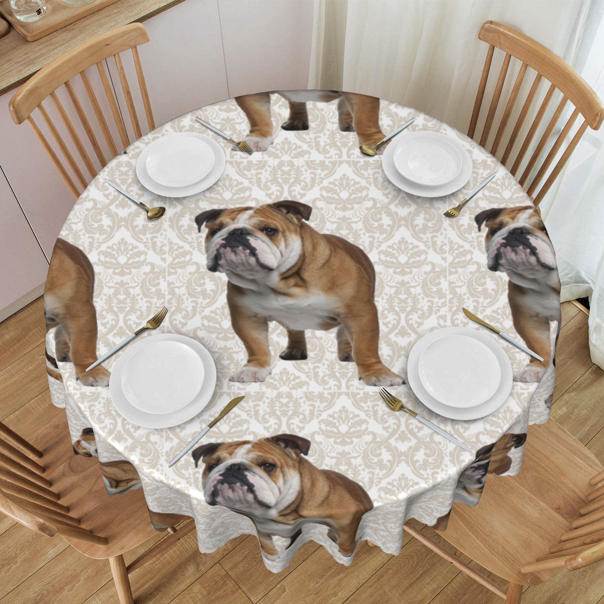 Tablecloth English-Bulldog Table Cloth For Circular Tables Waterproof ...