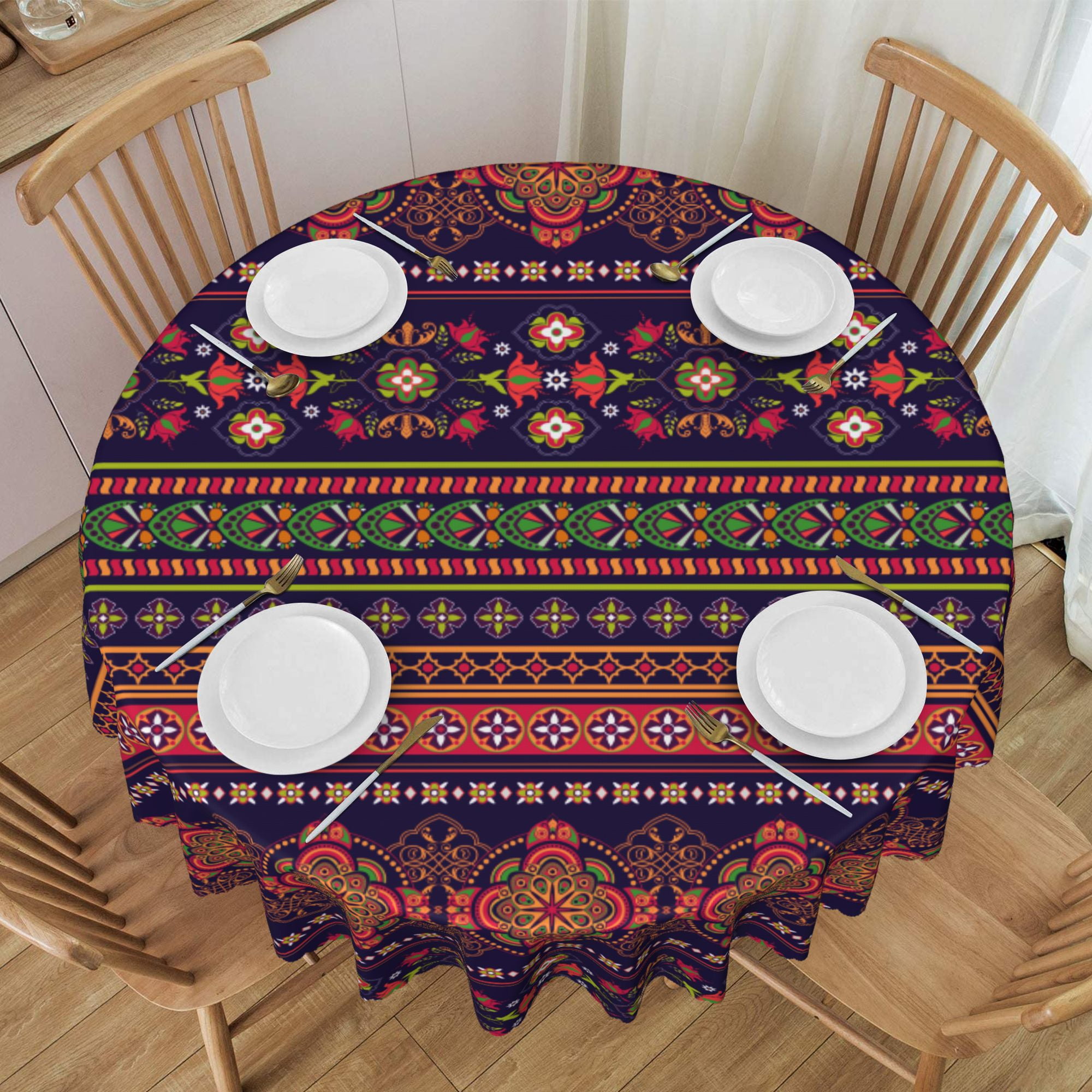 Tablecloth Ethnic Fabric Background Table Cloth For Circular Tables ...