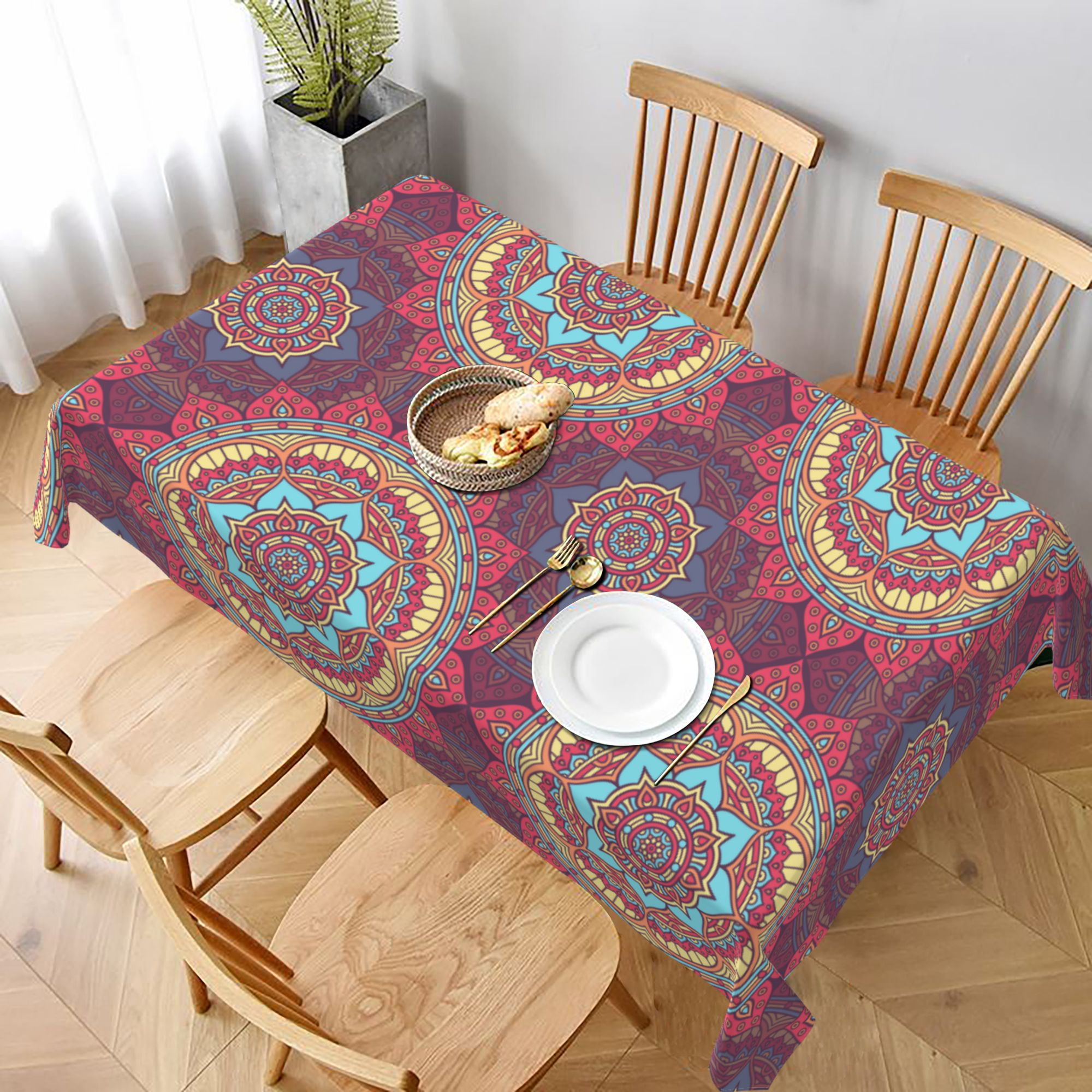 Tablecloth Ethnic Floral Seamless Pattern Table Cloth For Rectangle ...